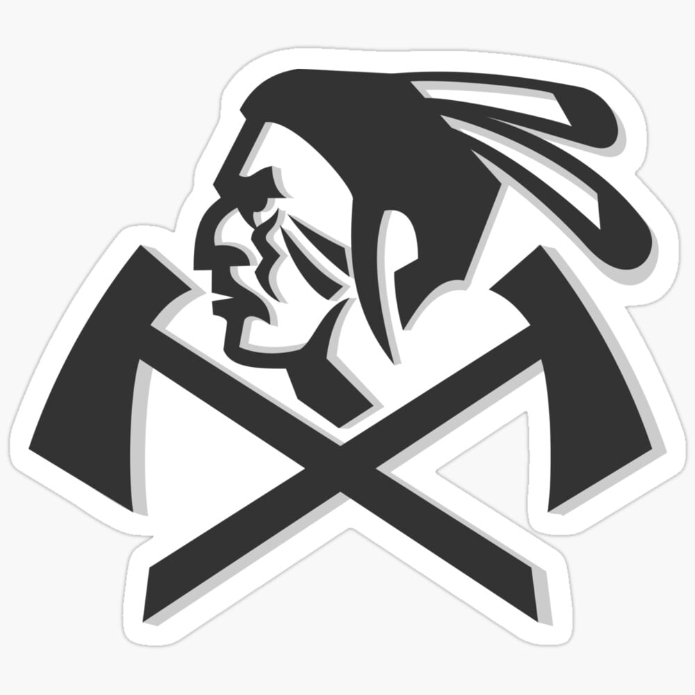 Native American Warrior Crossed Hatchet Mascot Sticker Phone Decal ...