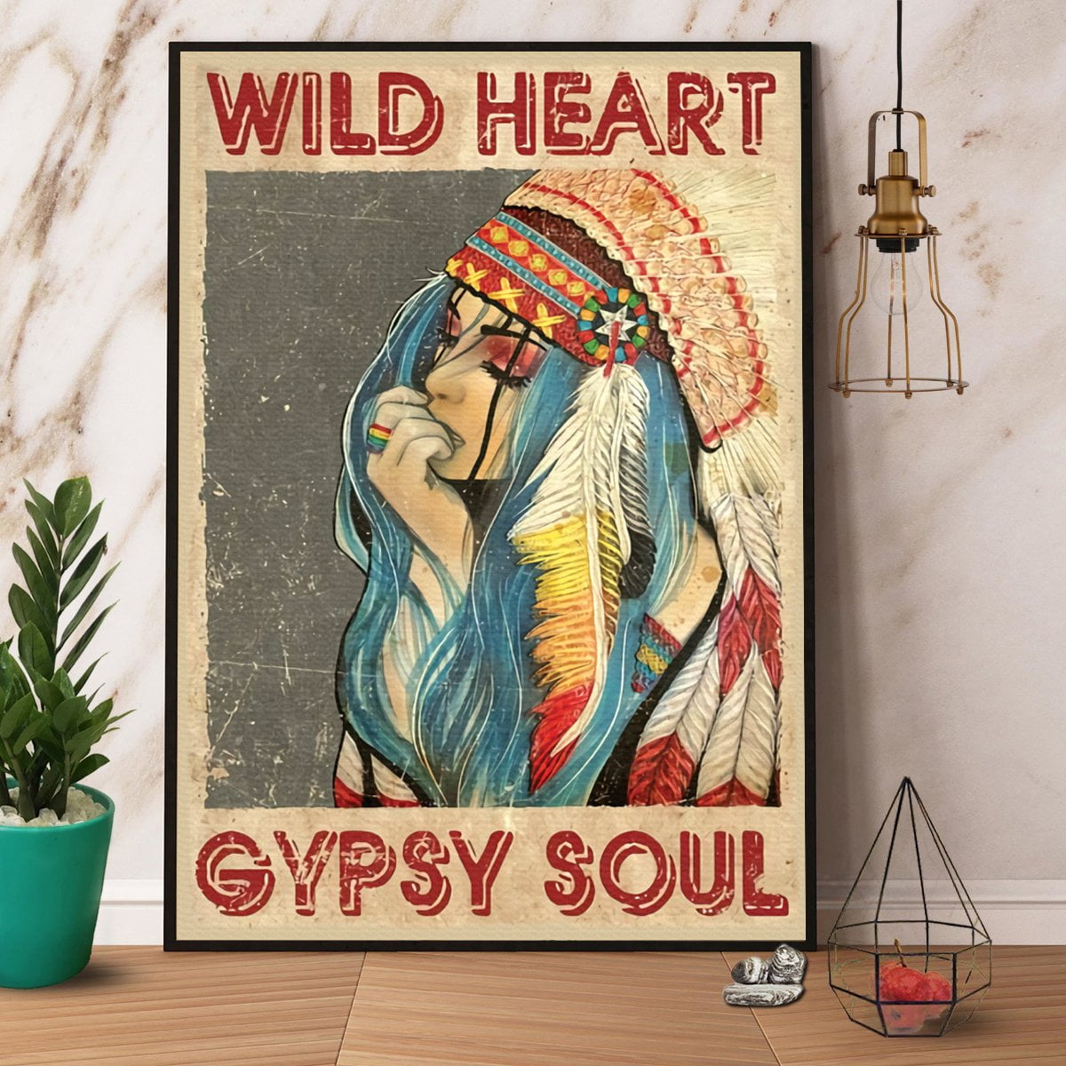 Native American Wild Heart Gypsy Soul Vintage Hippie Girl Paper Poster ...