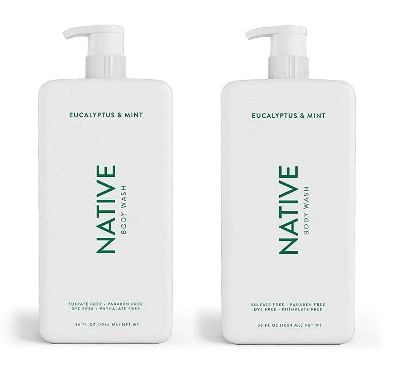 Native Sulfate-Free Body Wash, 36 oz Pump Bottle, 2 Pack (Eucalyptus ...