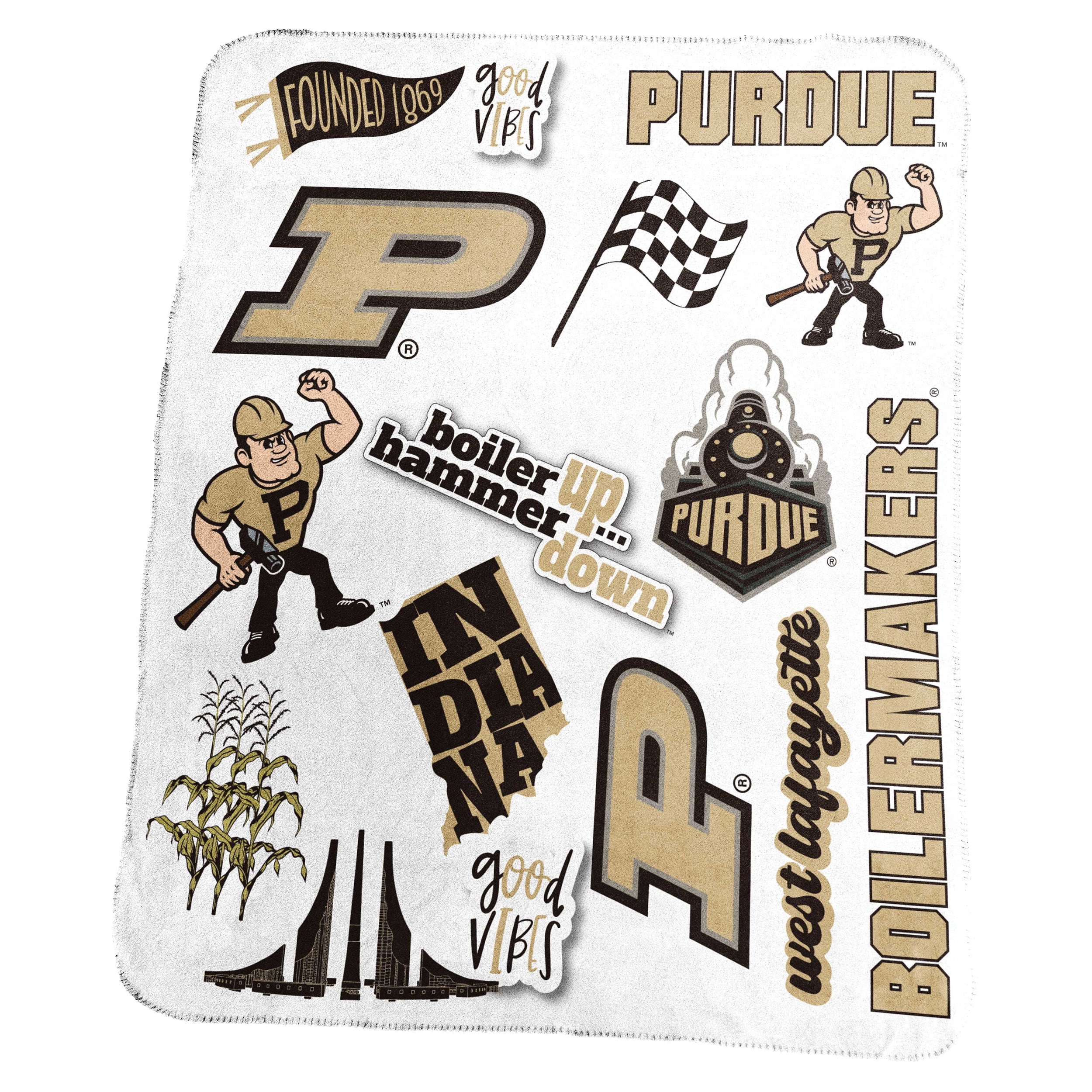 Purdue Boilermakers Classic Fleece Throw - Lightweight Polyester Fabric ...