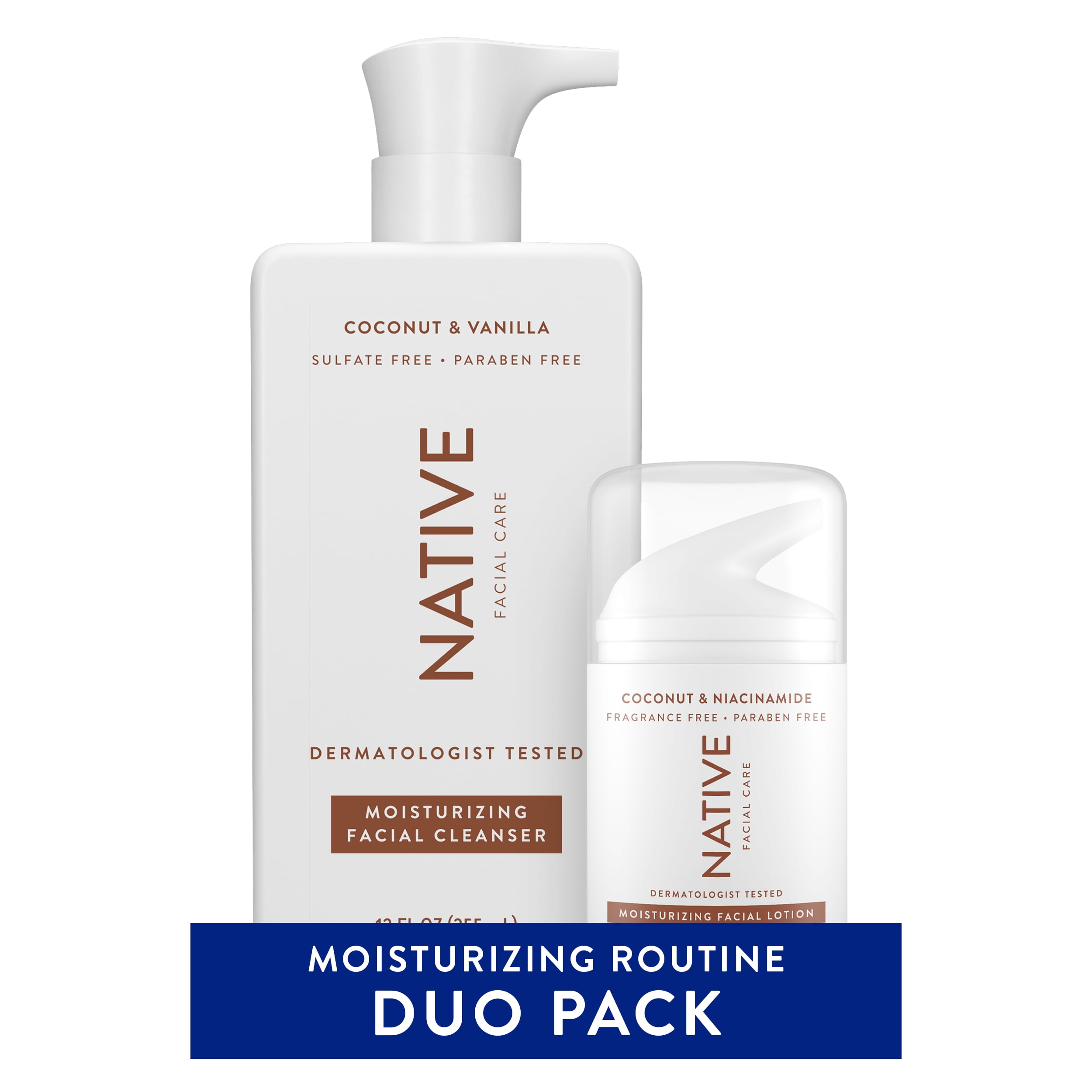 Native Coconut Facial Cleanser and Moisturizer Bundle, Normal to Dry ...