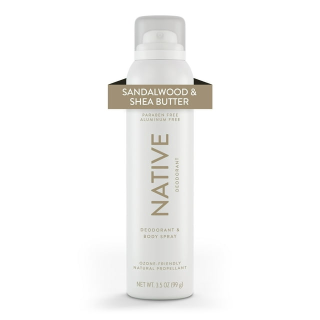 Native Deodorant & Body Spray, Sandalwood & Shea Butter, Aluminum Free, for Women and Men, 3.5 ...