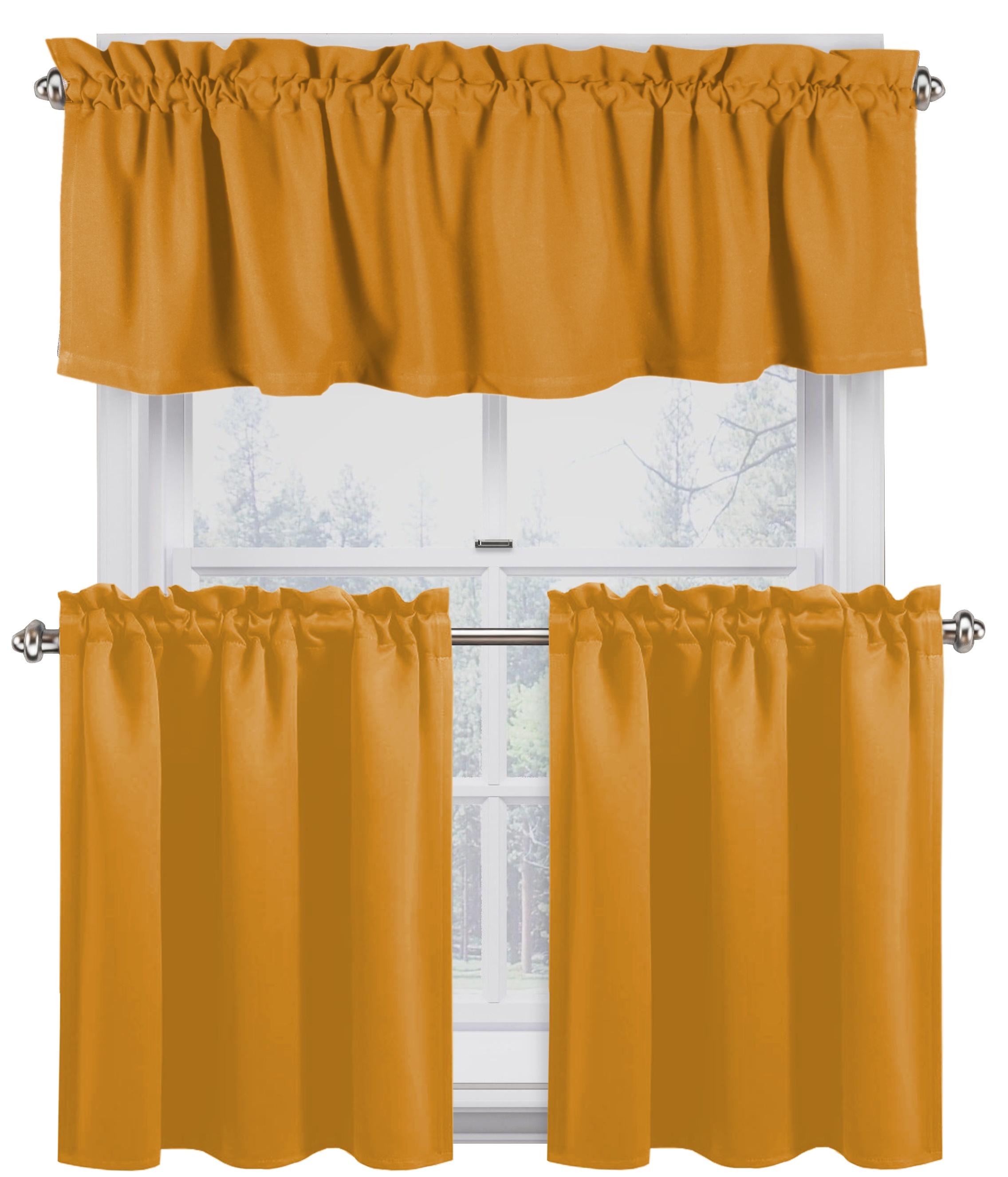 Native Fab 100% Cotton Kitchen Curtain Tiers Valance Set - Rod Pocket ...