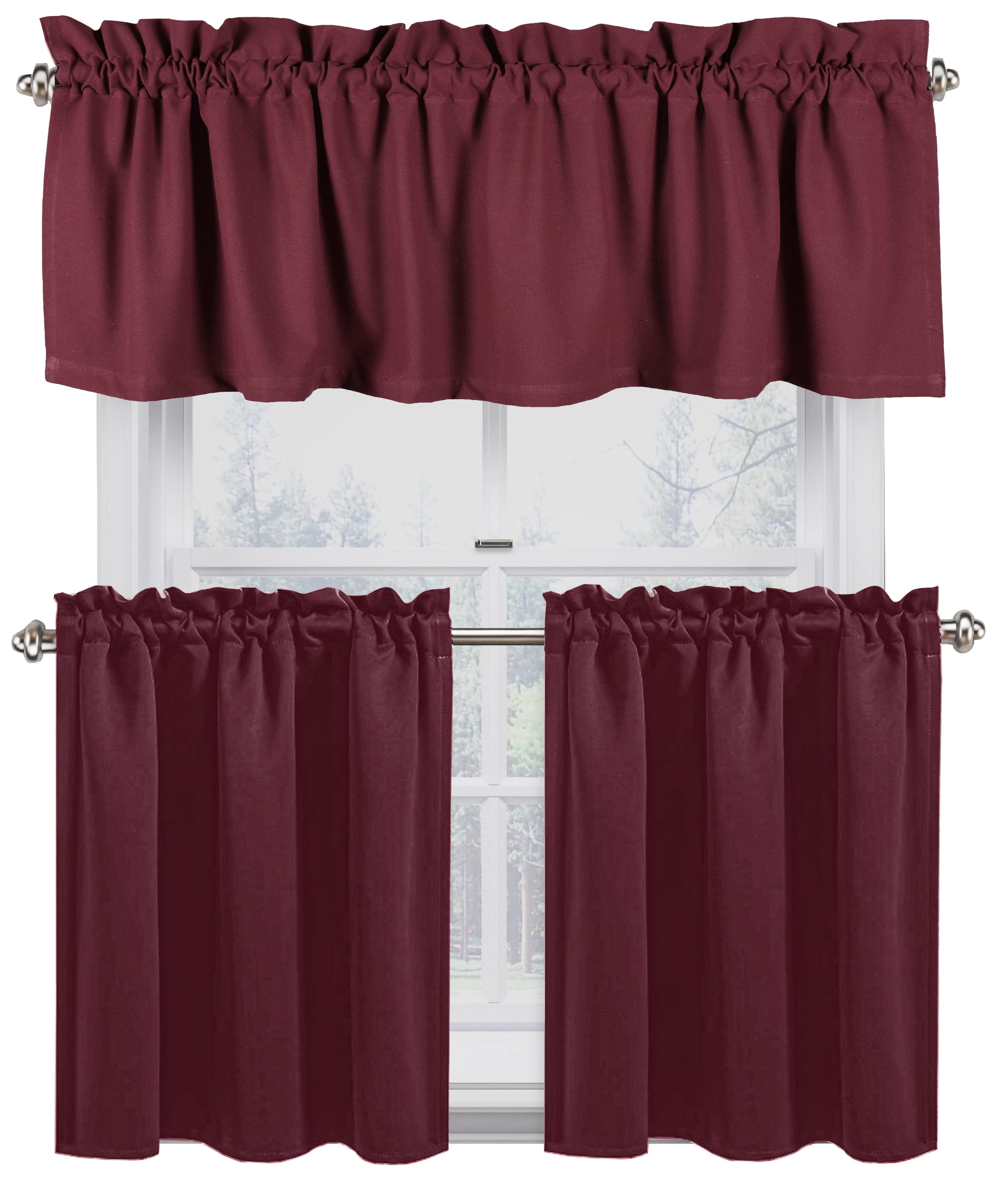 Native Fab 100% Cotton Kitchen Window Curtain Tiers Valance 3 Piece ...