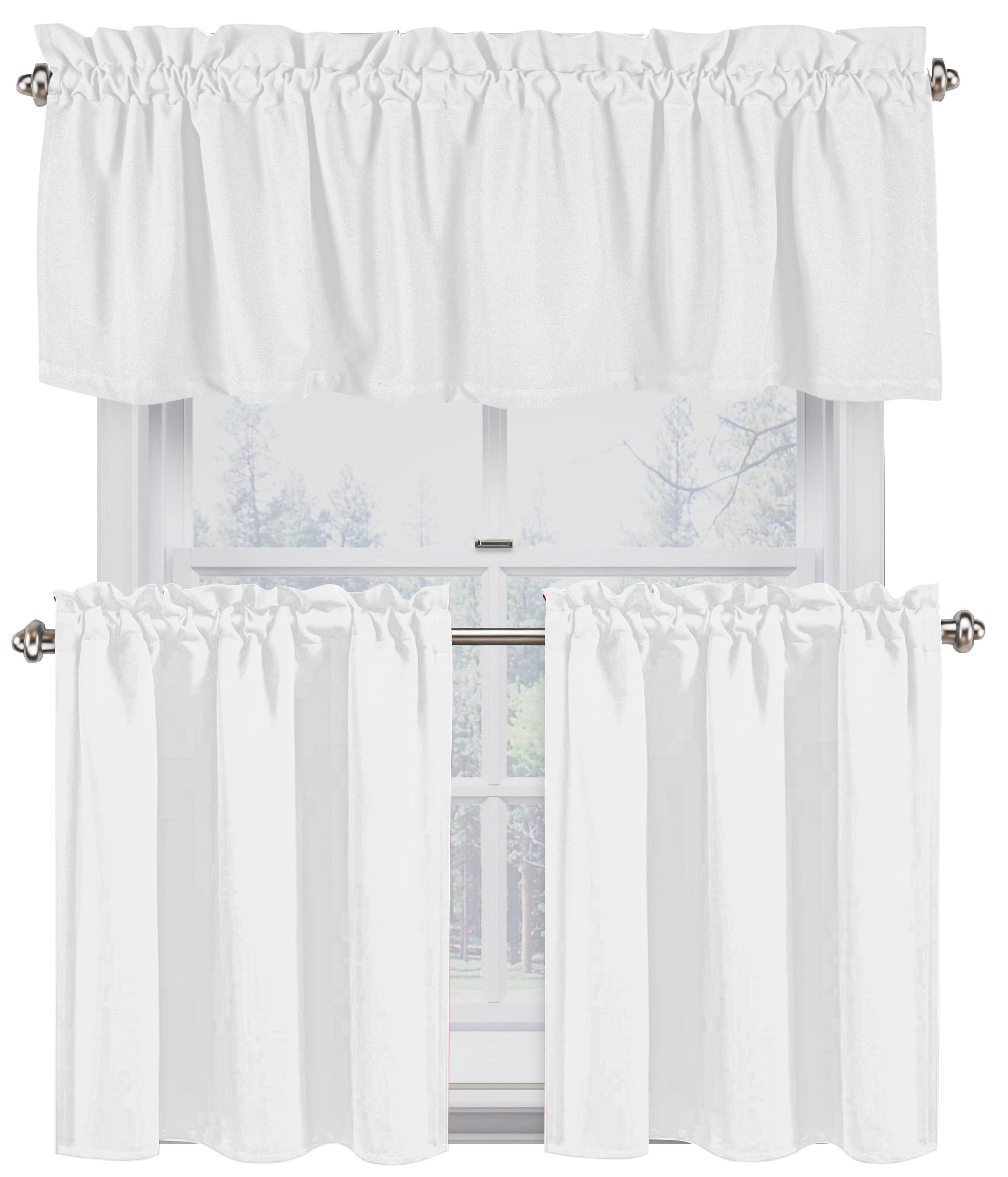 Native Fab 100% Cotton Kitchen Window Curtain Tiers Valance Set - Rod ...