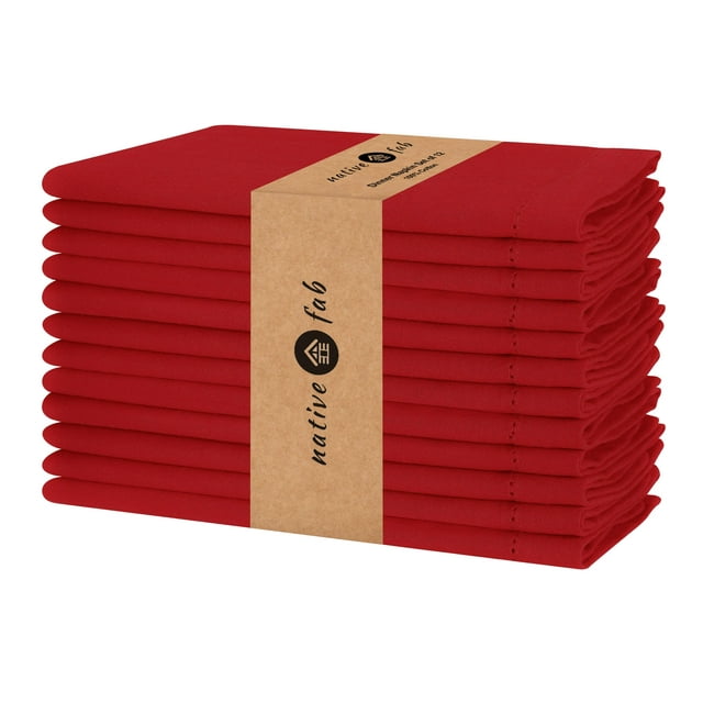 Native Fab 100% Cotton Set of 12 Hemstitch Dinner Cloth Napkin 18x18 ...