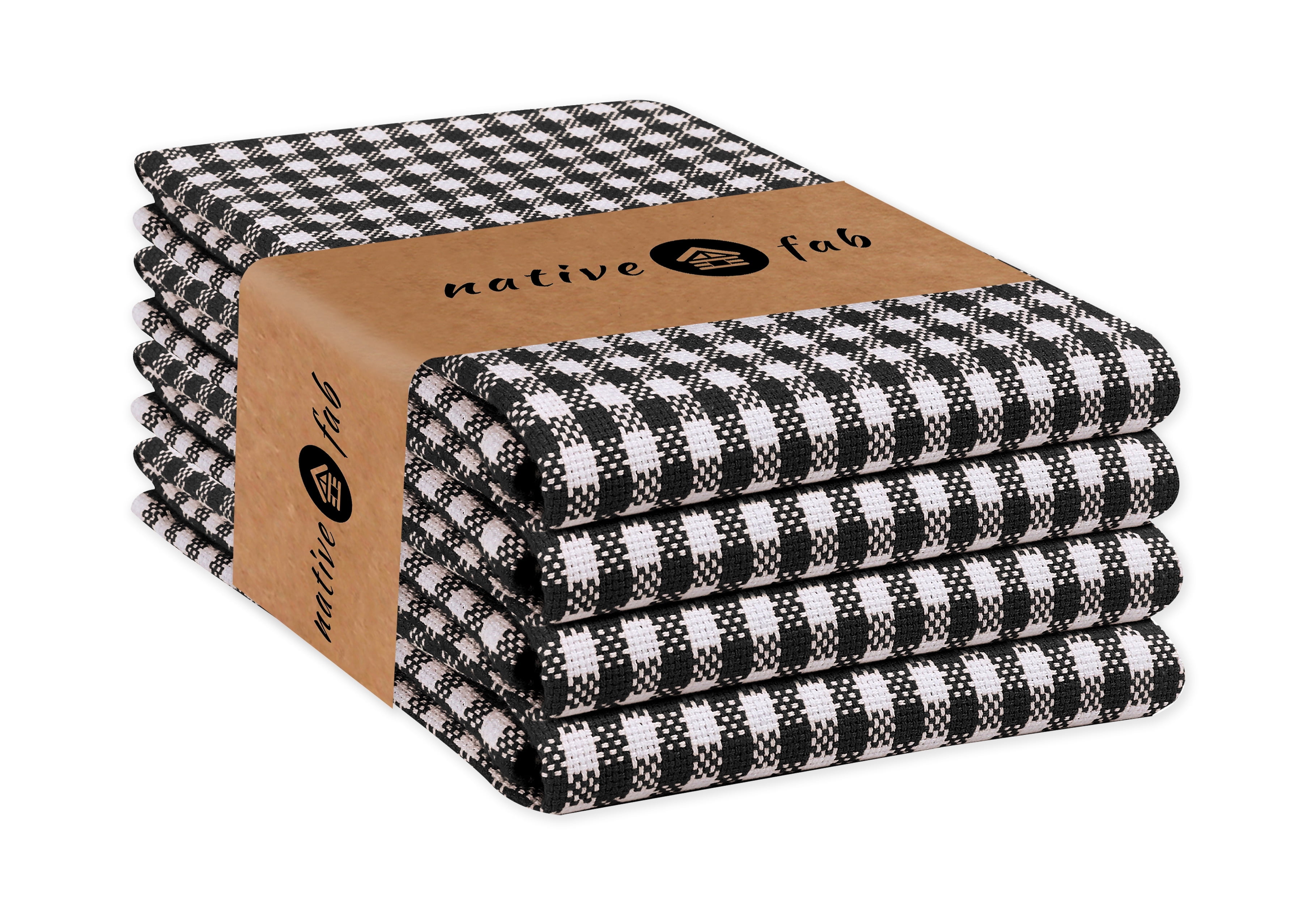 Native Fab 4 Pack Gingham Mini Check Kitchen Towel - Absorbent - Cotton ...