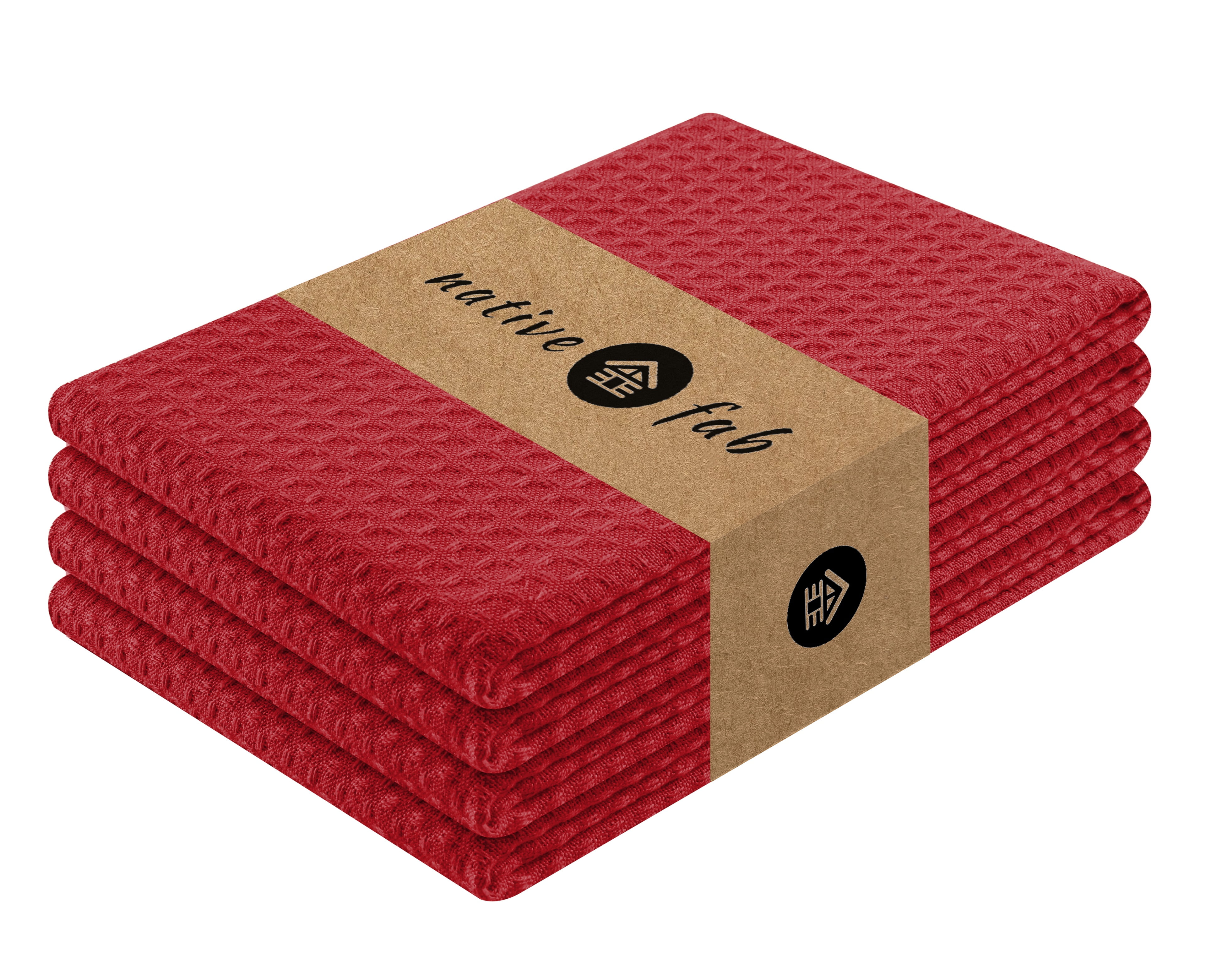 Native Fab 4 Pack Waffle Kitchen Towels 16x26 - Absorbent Tea Towels ...