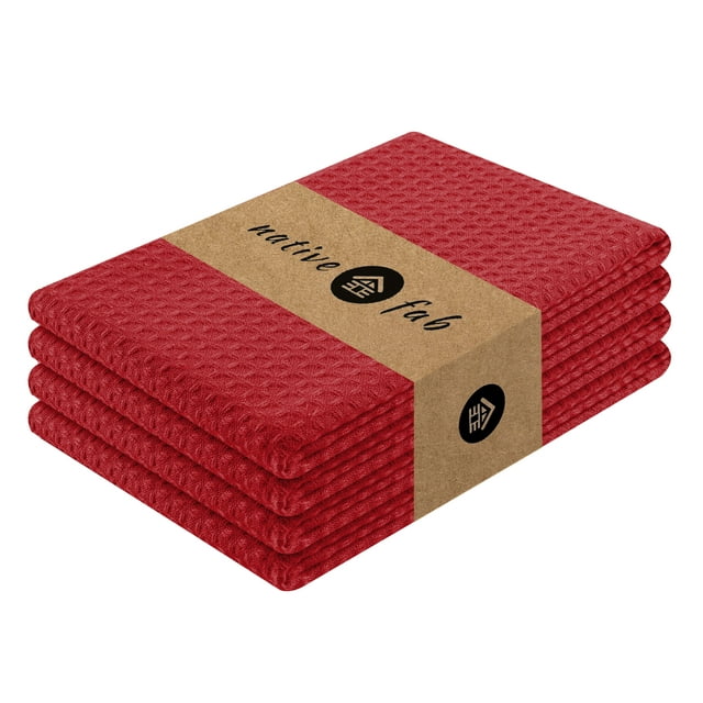 Native Fab 4 Pack Waffle Kitchen Towels 16x26 - Absorbent Tea Towels ...