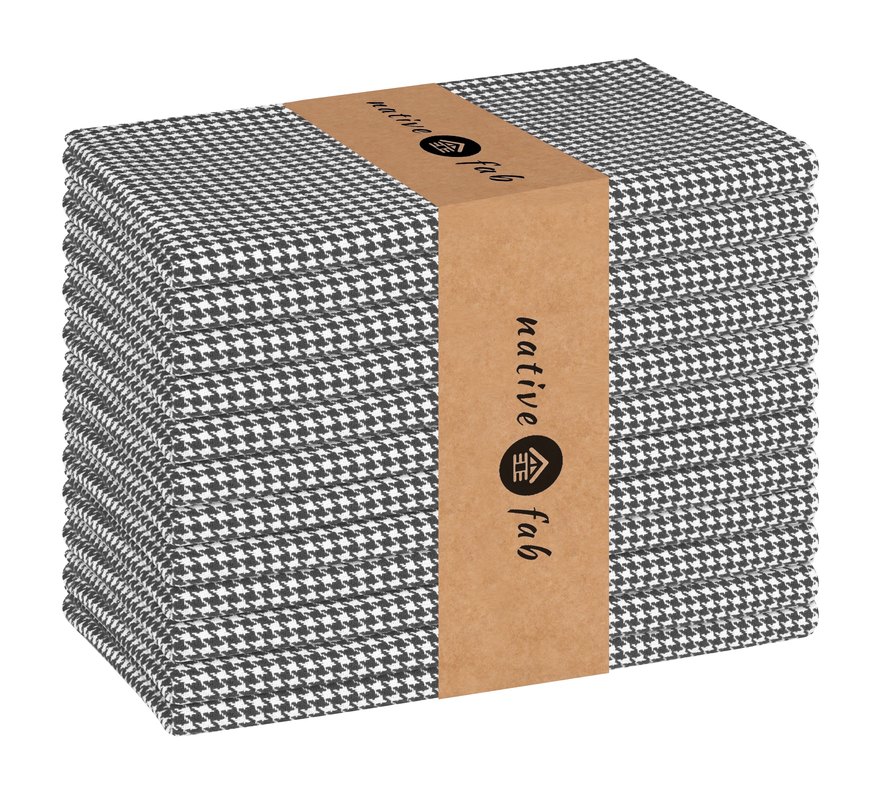 Native Fab Cloth Dinner Napkins, Houndstooth, 4 Pack, 18x18 inch, Black ...