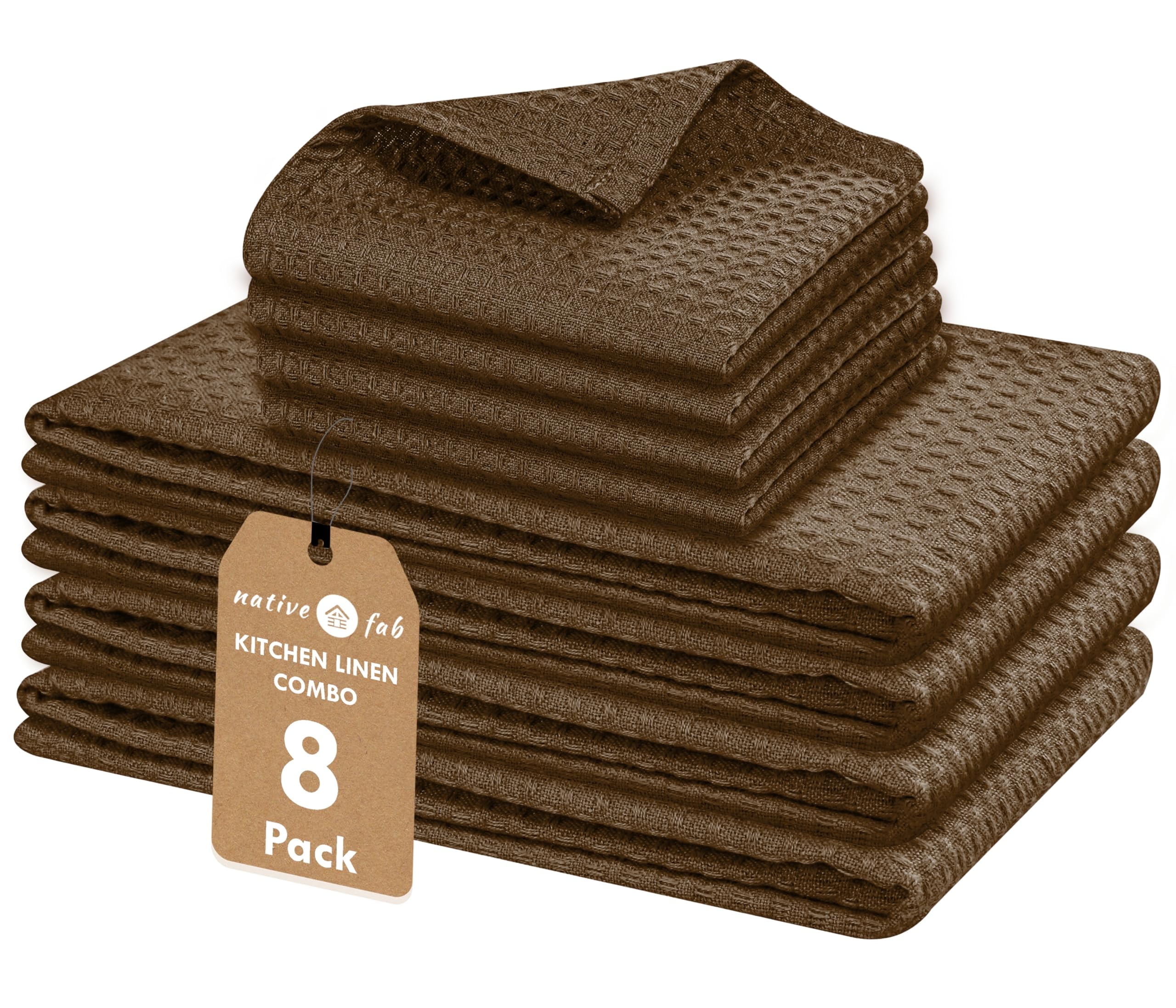 Native Fab Cotton Dish Towel & Dishcloths 8 Piece Set - Soft, Absorbent ...