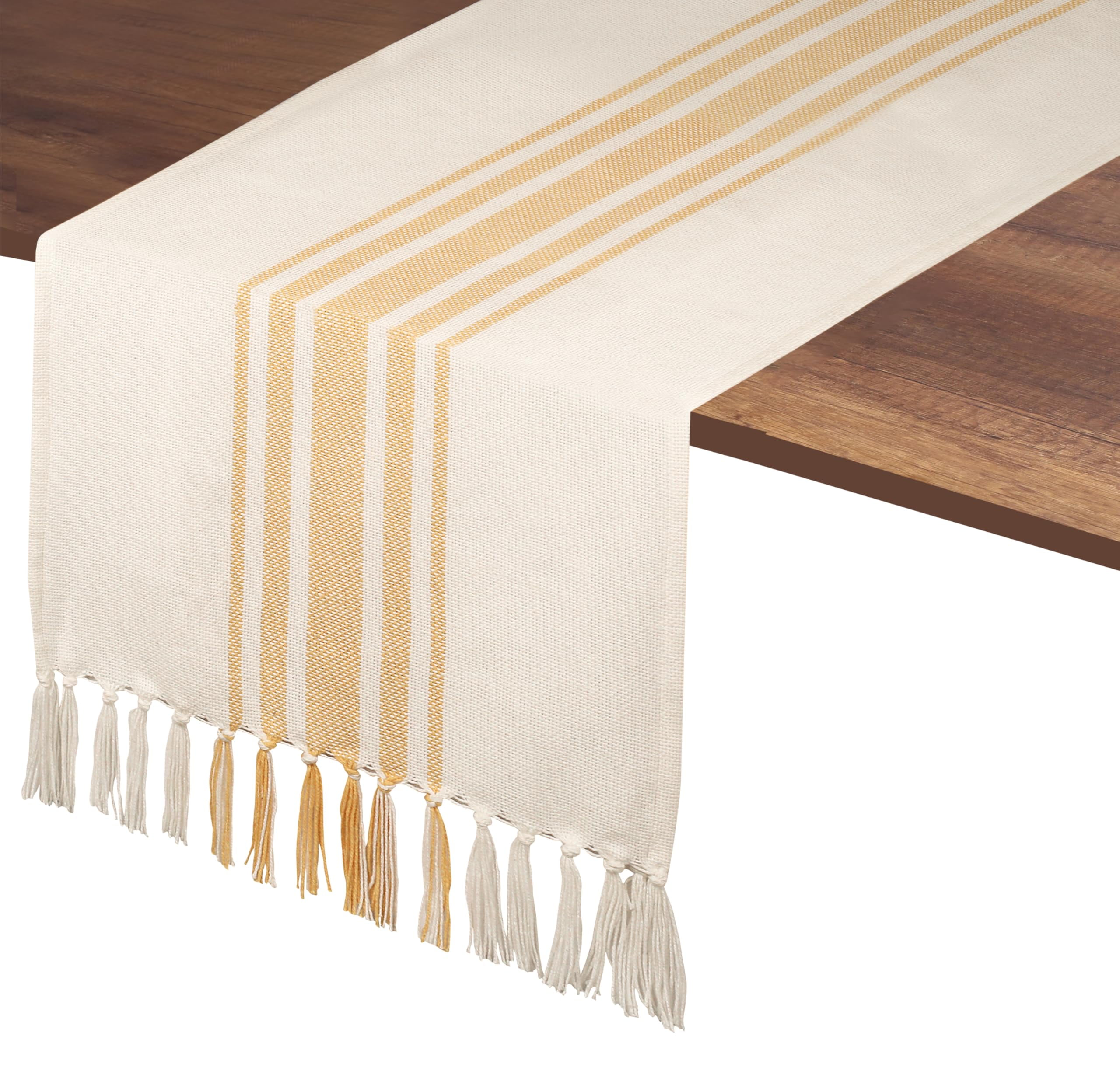 Native Fab Dining Stripe Table Runner with Tassels 100% Cotton, 14"x90 ...