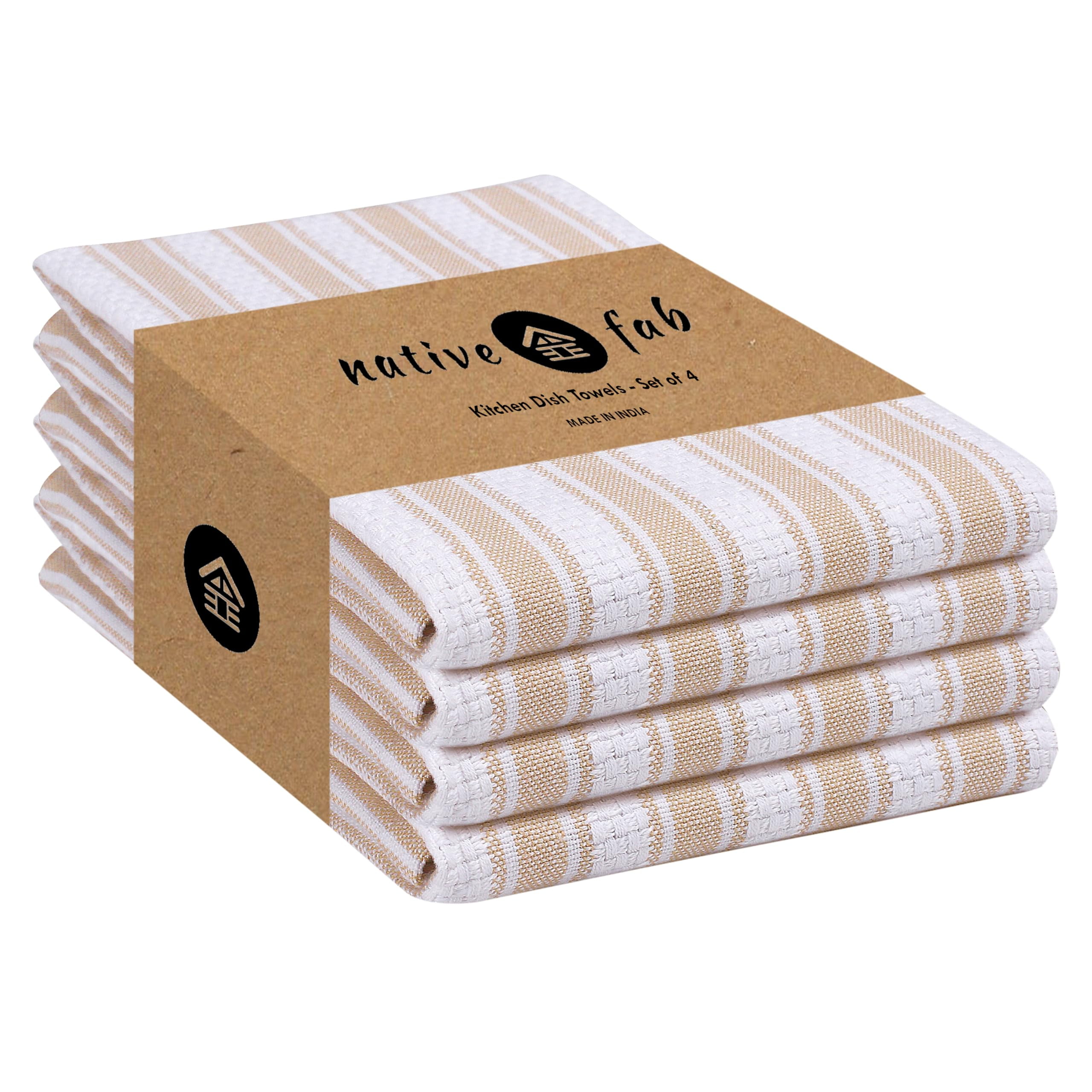 Native Fab Kitchen Dish Towels 16"x26" - Set of 4 - Absorbent Cotton ...