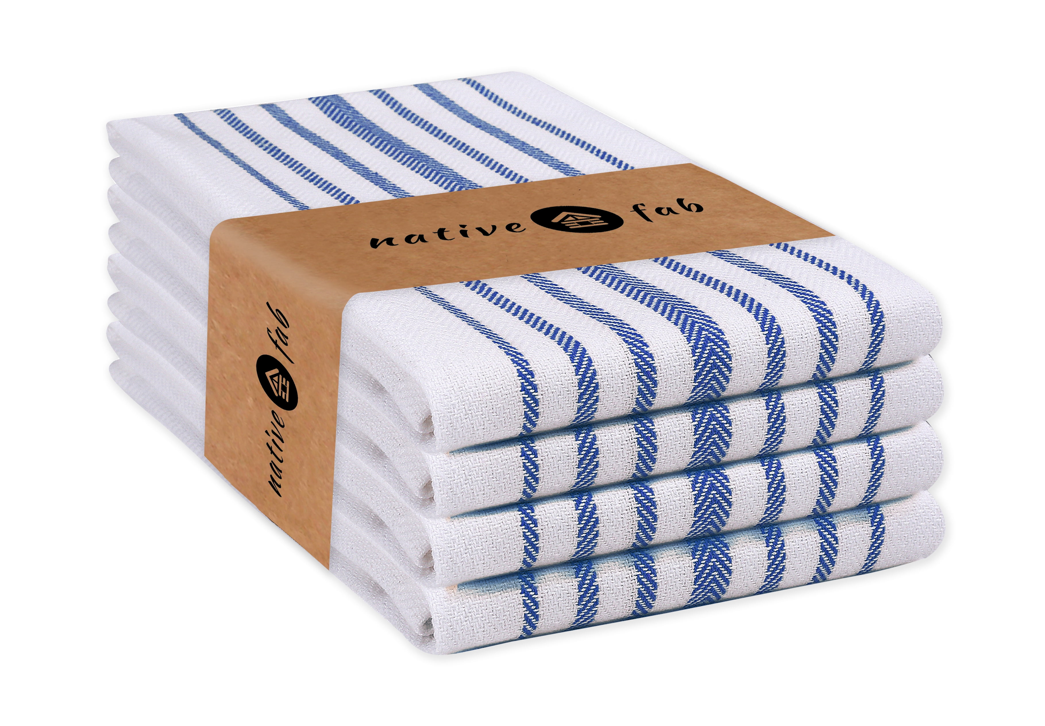Native Fab Scandia Stripe Kitchen Dish Towel 16"x26"- Cotton Tea Dishcloths - Set of 4 - Ink ...