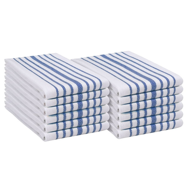 Native Fab Scandia Stripe Kitchen Dish Towels, Set of 12, Cotton 14x25 Blue White - Walmart.com