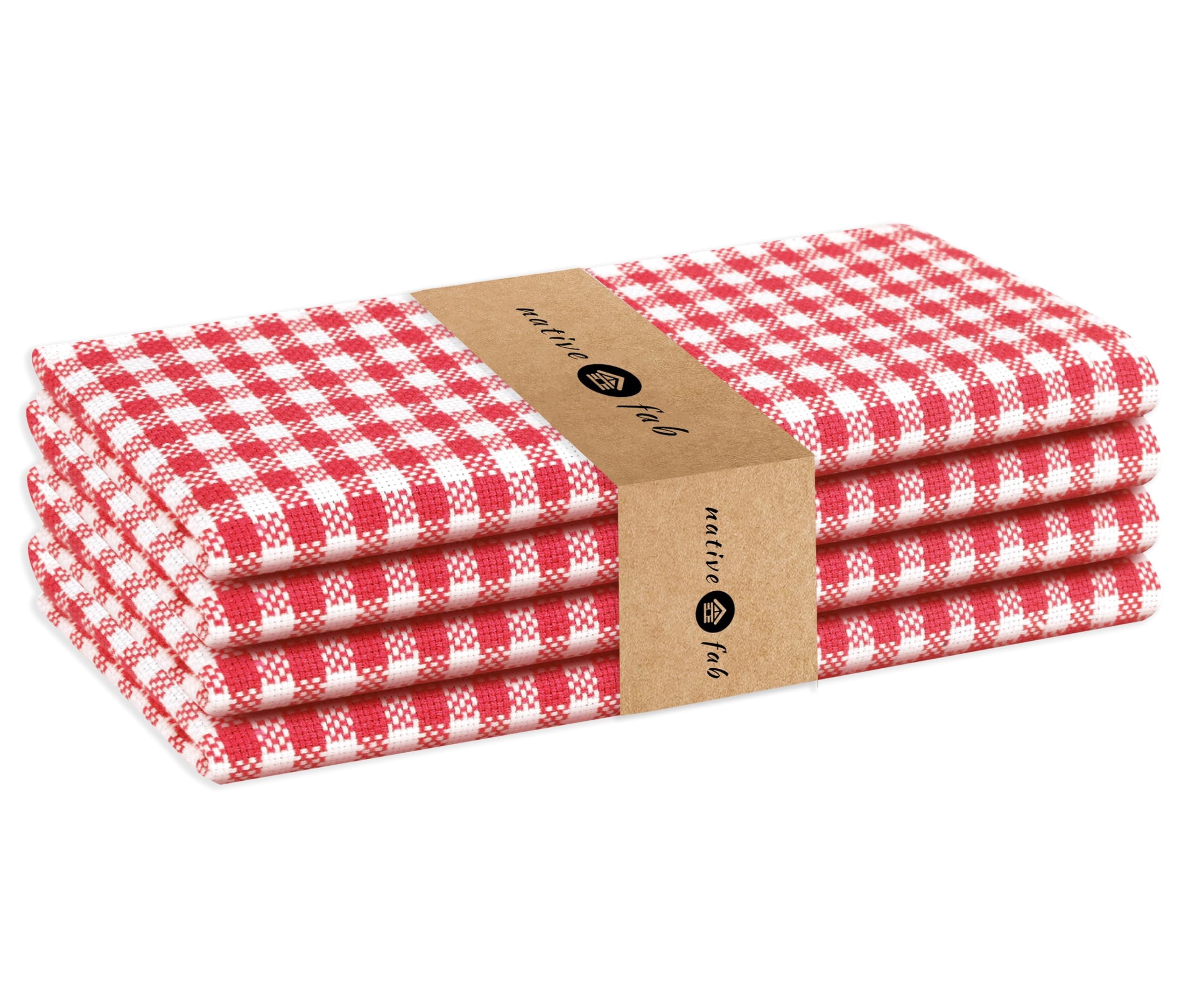 Native Fab Set of 4 Gingham Mini Check Cloth Dinner Napkins 100% Cotton ...