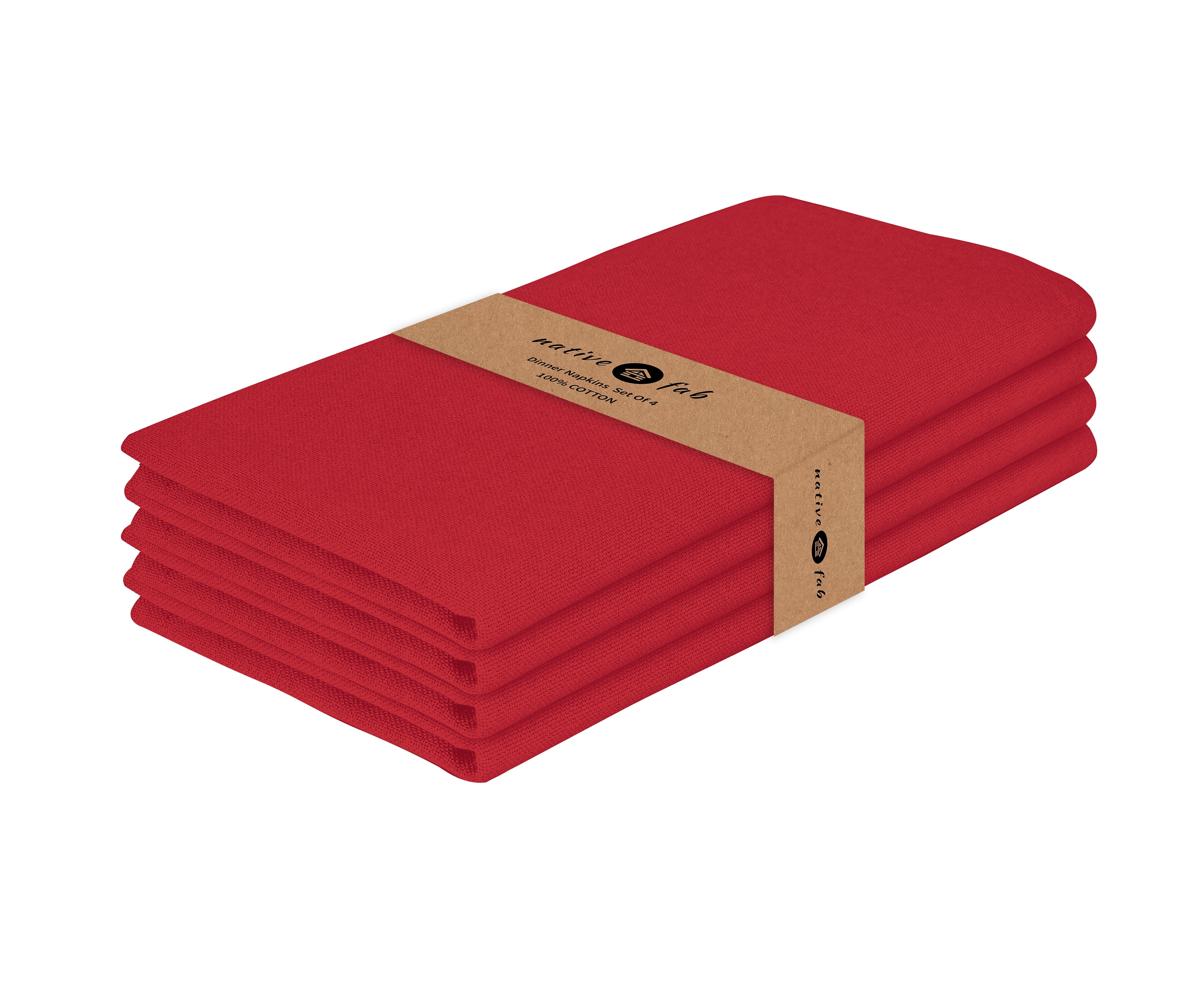 Native Fab Table Cloth Napkin Cotton 17"x17" Reusable Set of 4 - Red ...