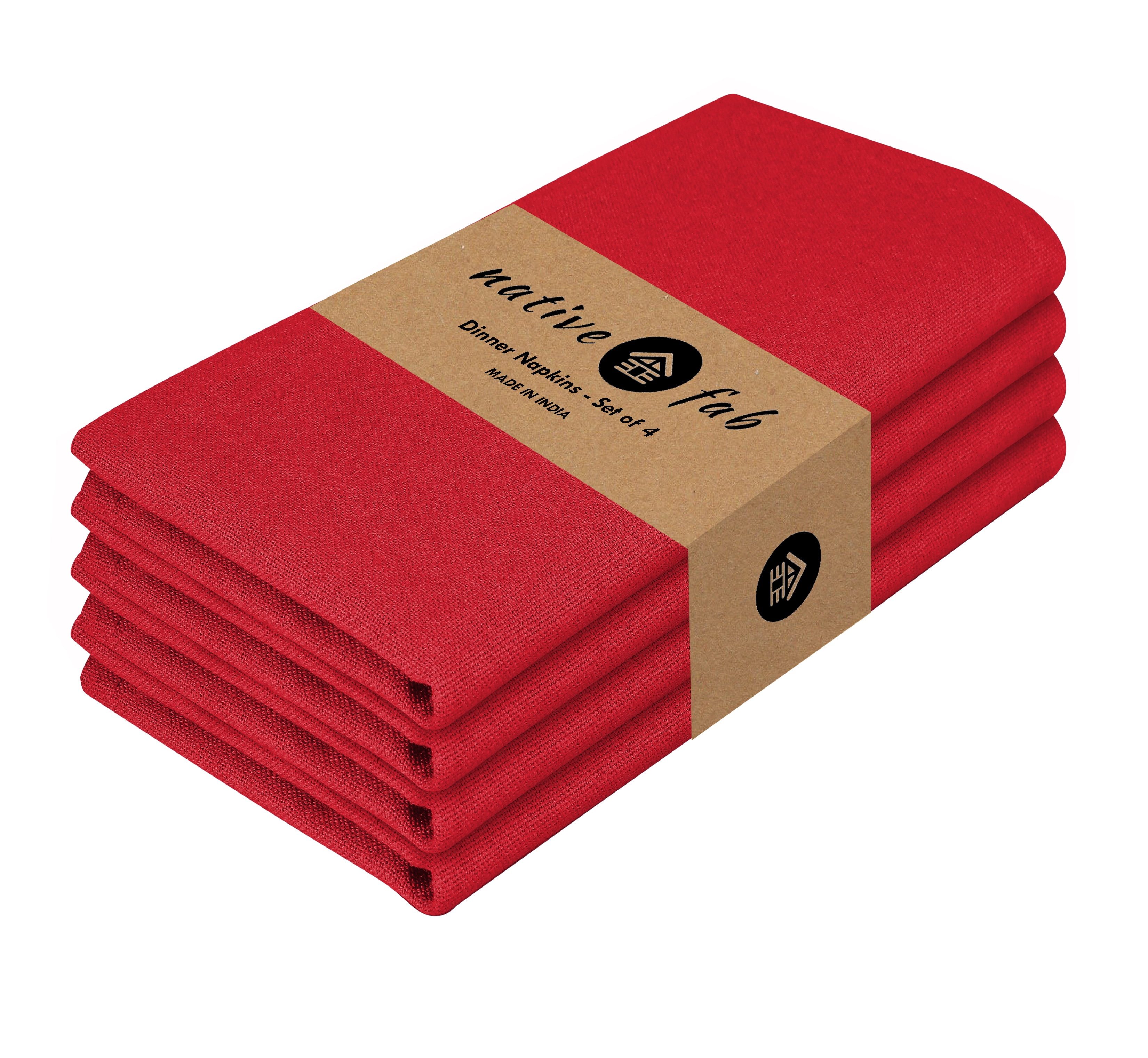 Native Fab Table Cloth Napkin Cotton 17"x17" Reusable Set of 4 - Red ...