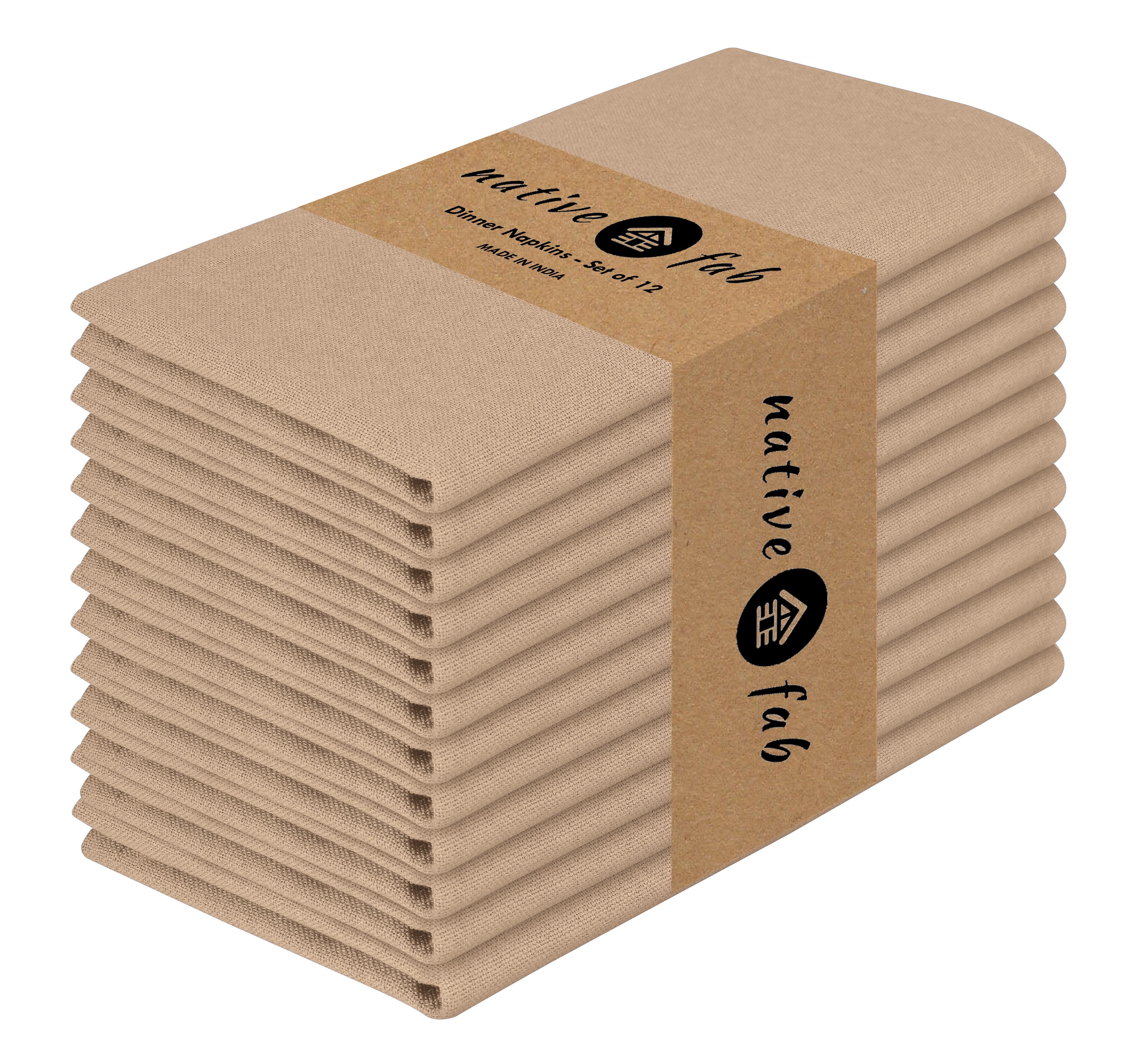 Native Fab Soft Cotton Dining Napkins, Reusable Fabric Cloth, Set of 12 ...