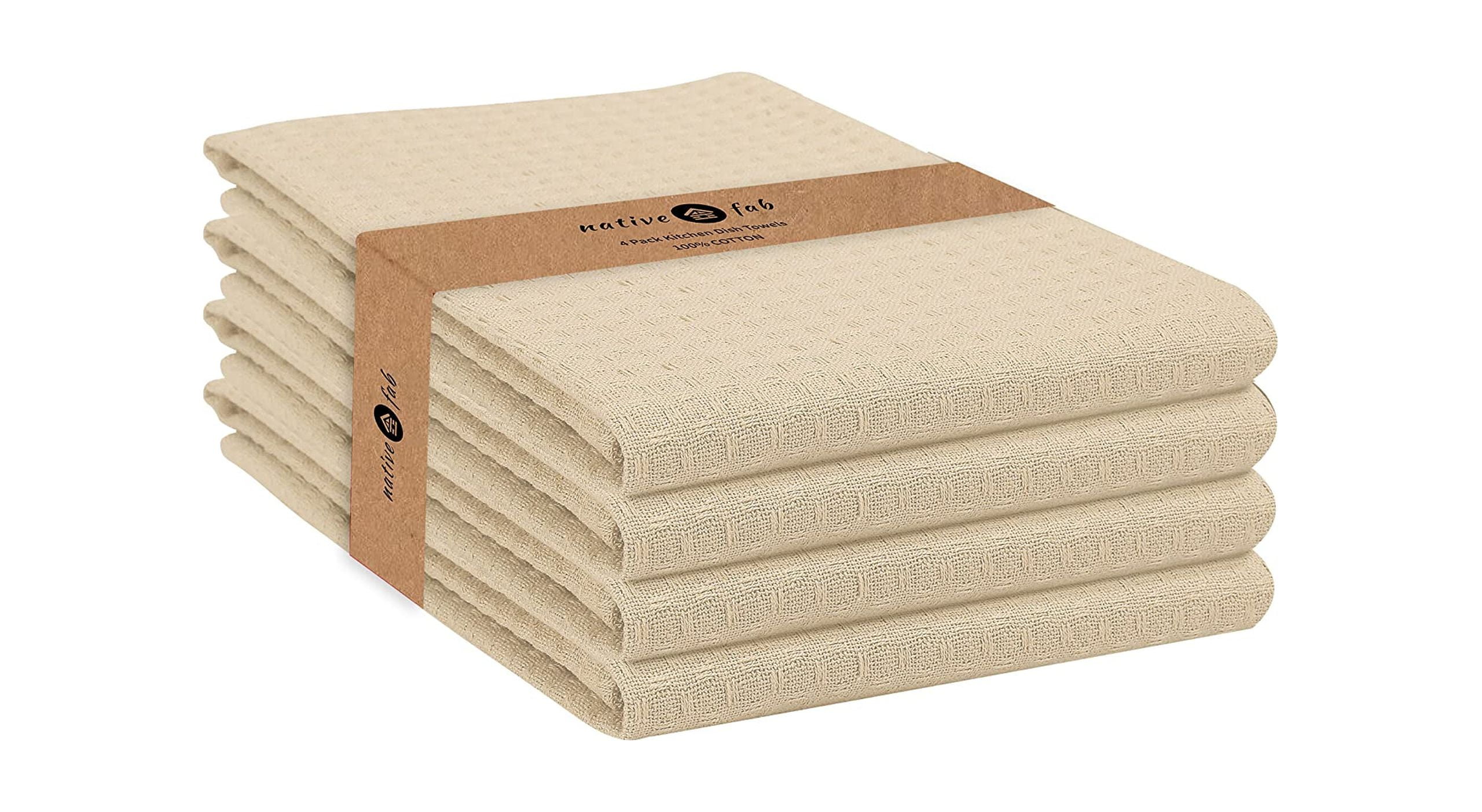 Native Fab Waffle Cotton Kitchen Tea Towels 16x26 - Absorbent Quick Dry ...