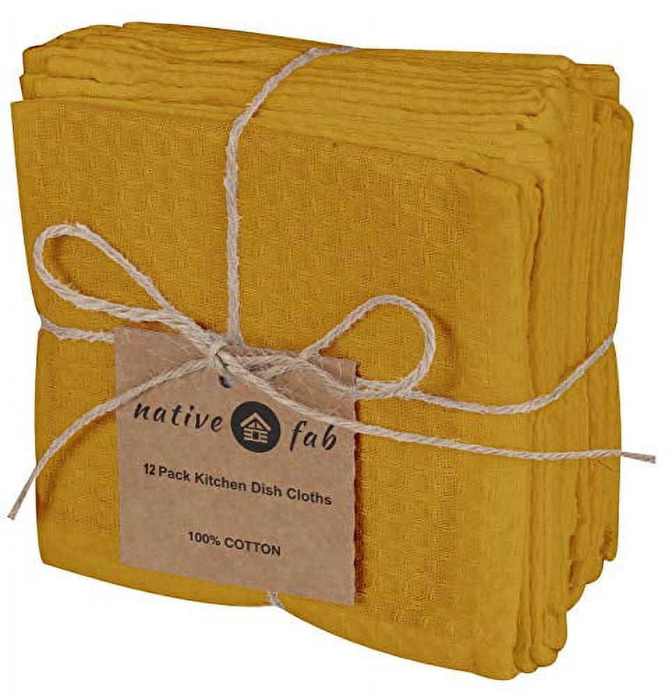 Native Fab Waffle Weave Dishcloths Set, Absorbent Dish Rags, 12"x12 ...