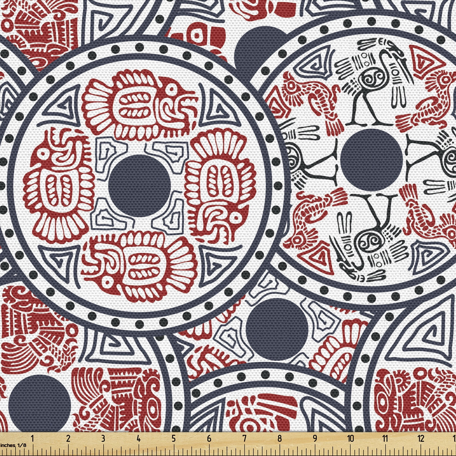 Ambesonne Aztec Fabric by the Yard Upholstery, Animal Motifs Circles, 3 ...