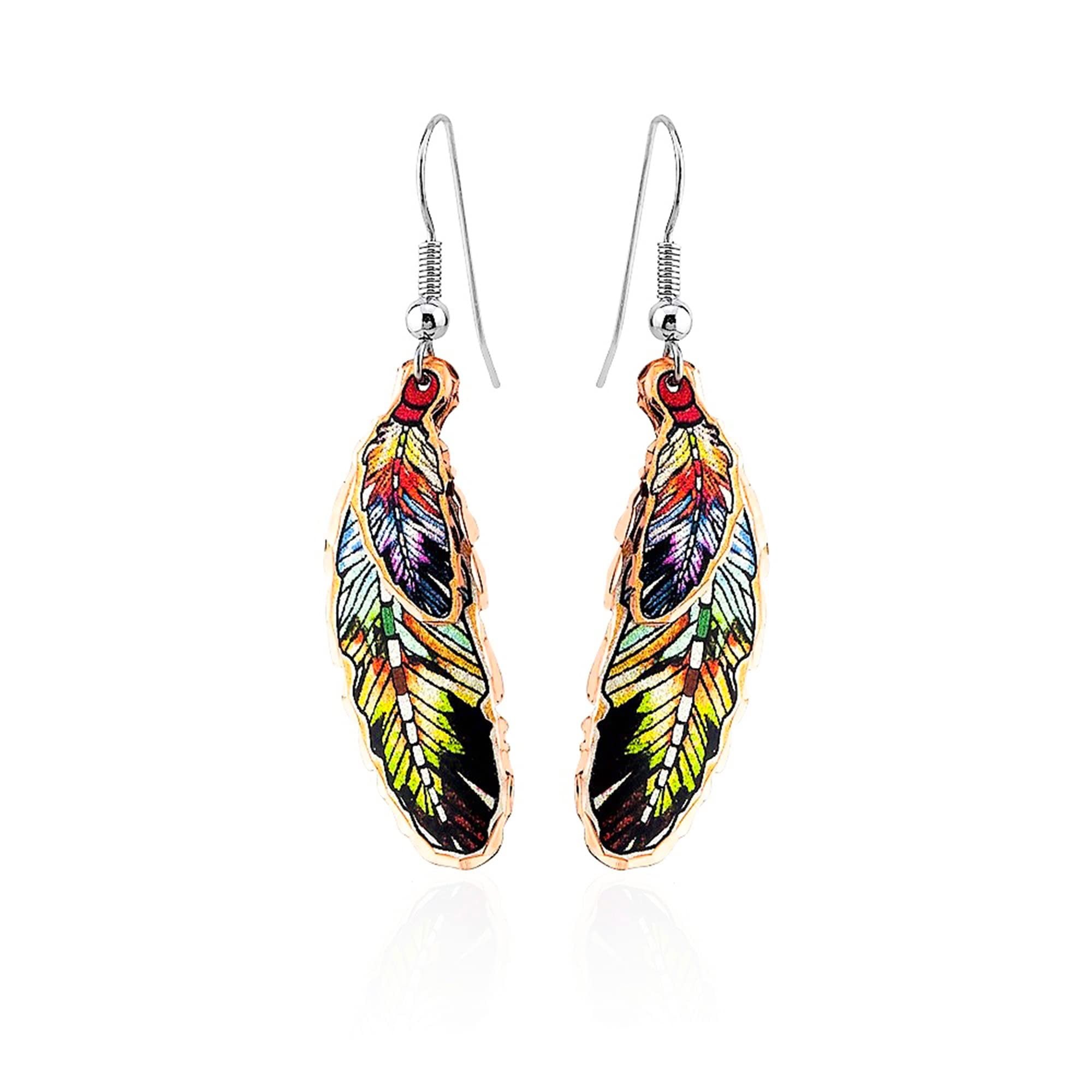 Native Feather Earrings for Women: One-Sided Feather Earrings, Tribal ...