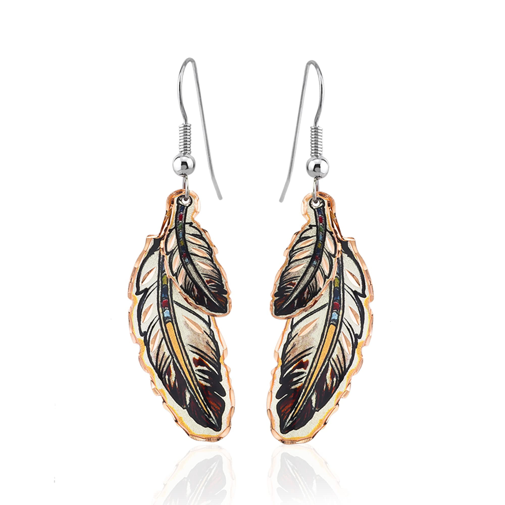 Native Feather Earrings for Women: One-Sided Feather Earrings, Tribal ...