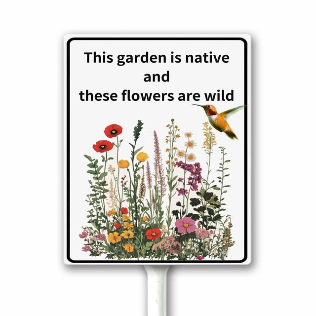Native Garden Wildflower Sign POLLINATORS Butterfly Bee Hummingbird ...
