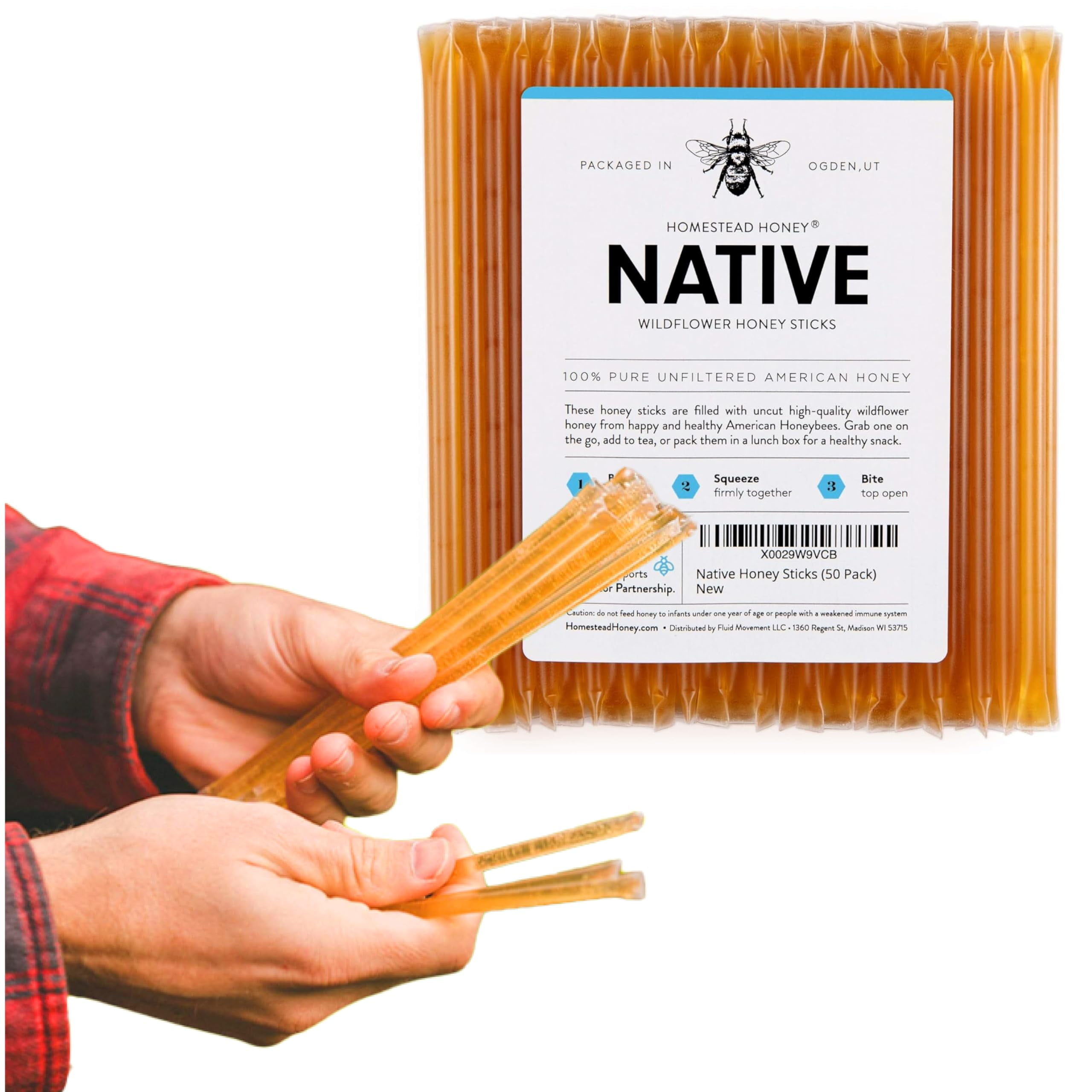 Native Honey Sticks For Tea - 50-Pack Bulk Honey Packets, Single Serve ...
