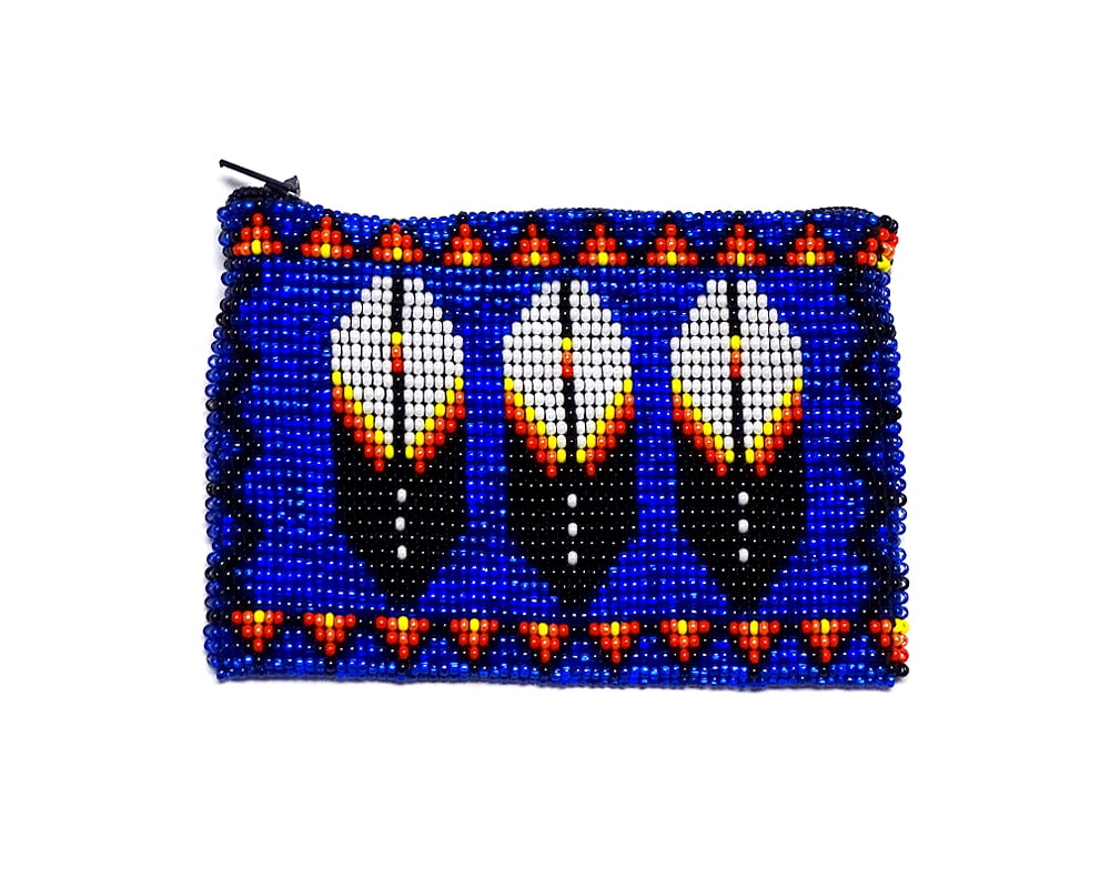 Native Inspired Feather Czech Glass Seed Bead Coin Purse Pouch ...