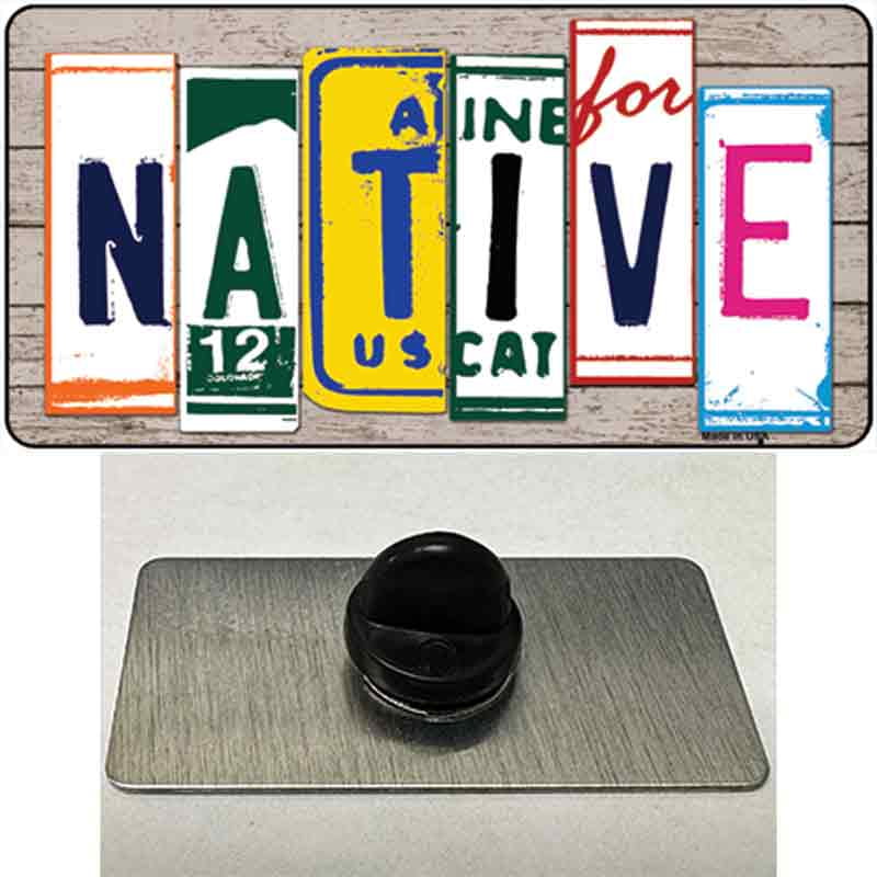 Native License Plate Art Wood Novelty Metal Hat Pin 1.5" x 0.75" Hat ...