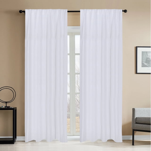 Native Linum Newport Unlined Window Curtains for Bedroom, Linen Curtains for Living Room, White ...
