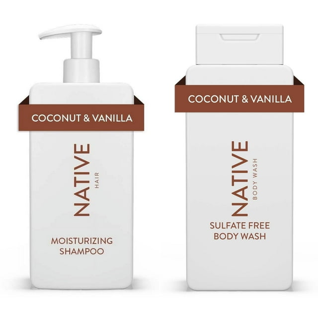 Native Moisturizing Shampoo & Body Wash Set, Coconut & Vanilla, Sulfate ...