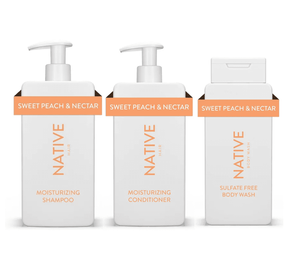 Native Moisturizing Shampoo, Conditioner, & Body Wash Set, Sweet Peach & Nectar, Sulfate ...