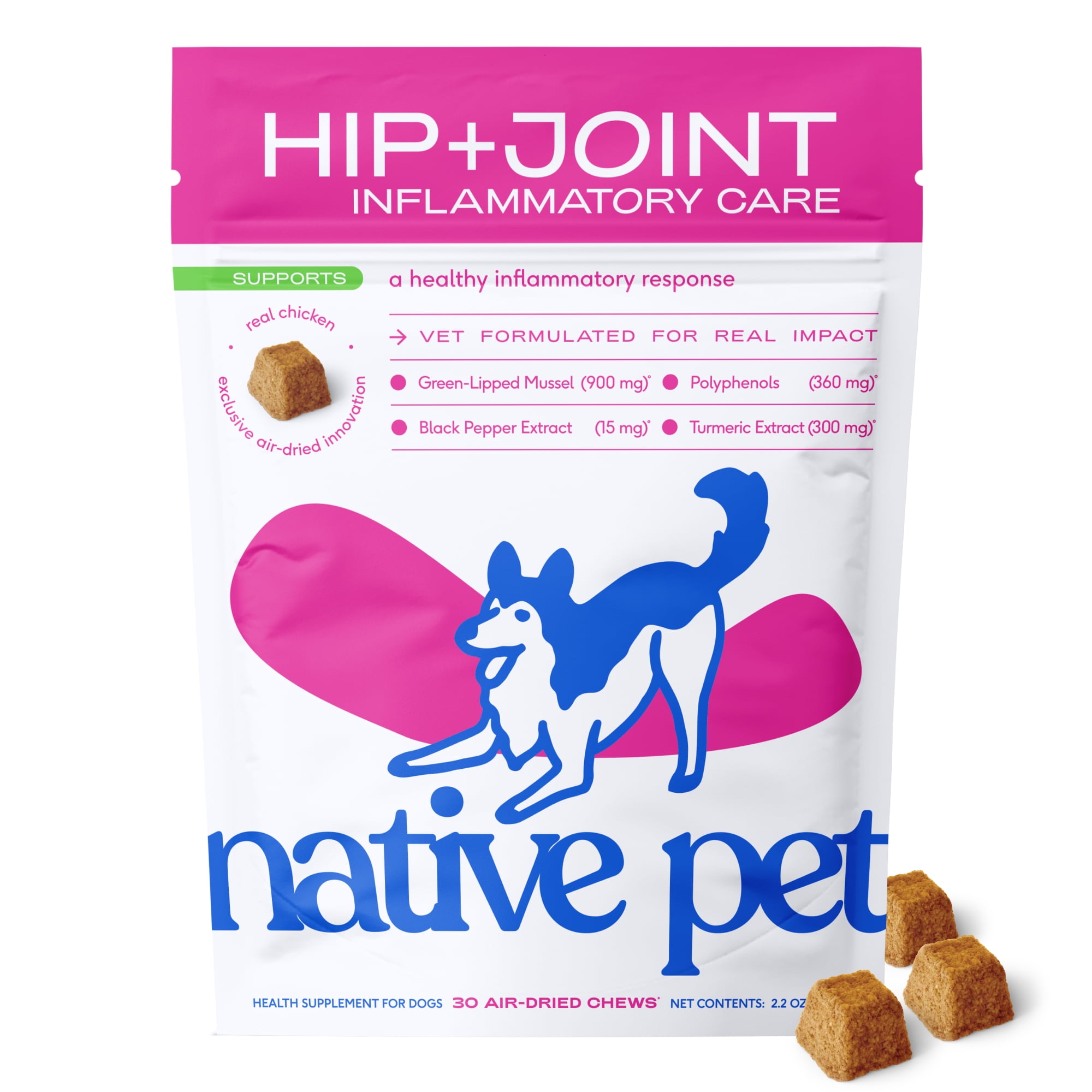 Native Pet Hip & Joint Inflammatory Care Chews for Dogs, 30 count ...