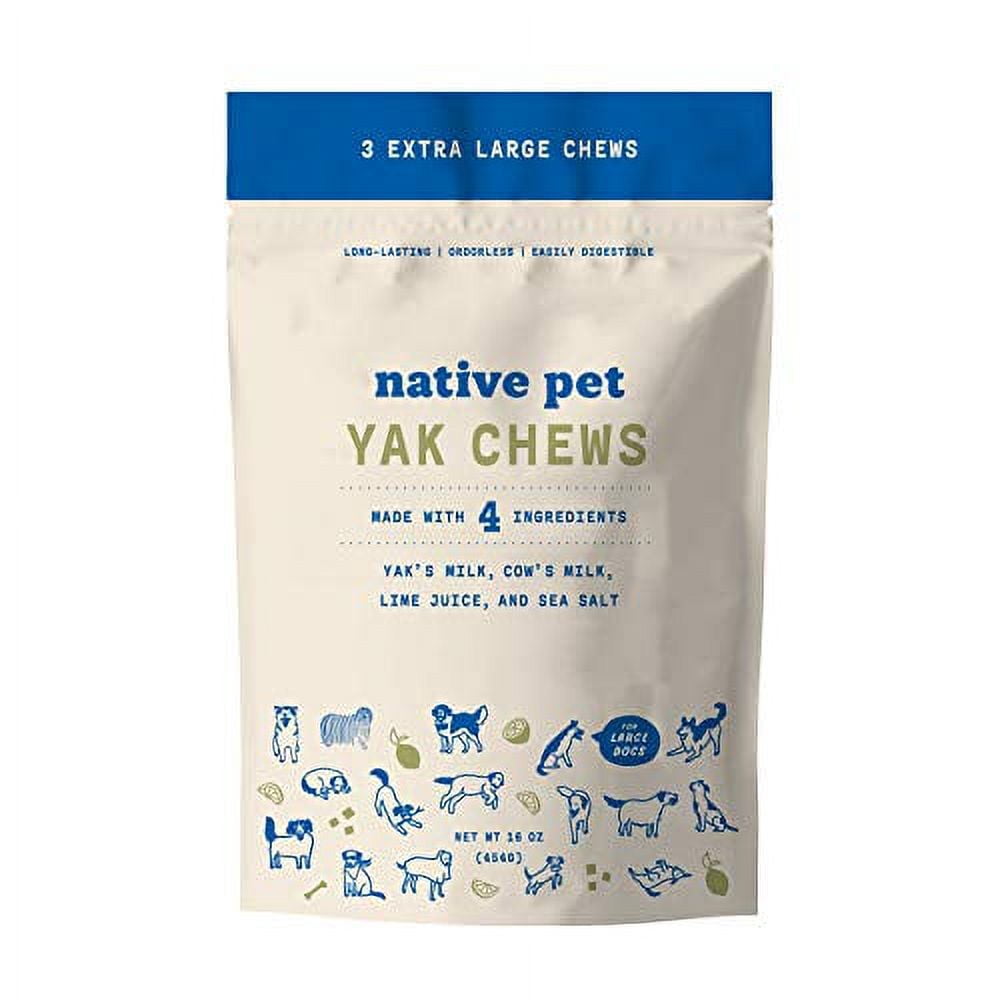 Native Pet Yak Chews for Dogs (3 XL Chews). Pasture-Raised and Organic ...