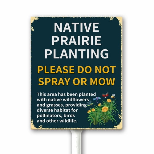 Native Prairie Planting Yard Sign With Stake, Native Plant Sign Outdoor ...