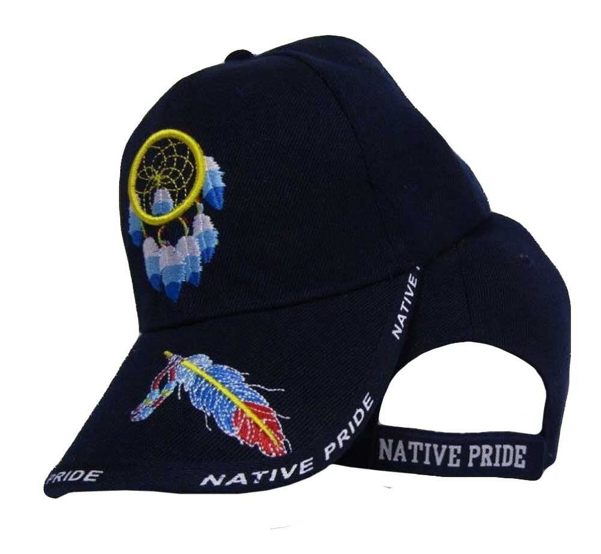 Native Pride Dream Catcher Feather Blue Embroidered Ball Cap Hat (RAM ...