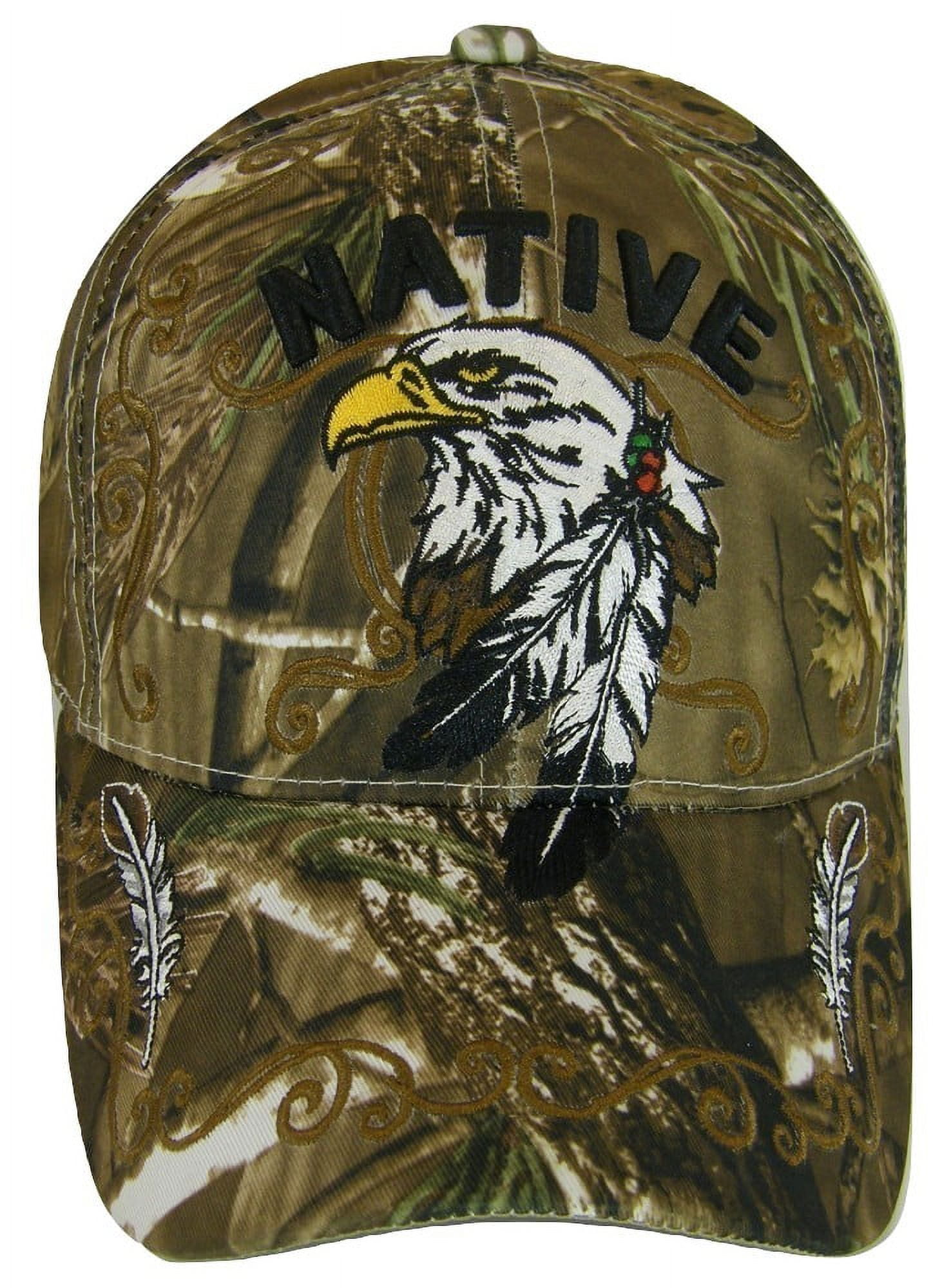 Native Pride Eagle Adjustable Baseball Cap with Feathers and Swirls ...