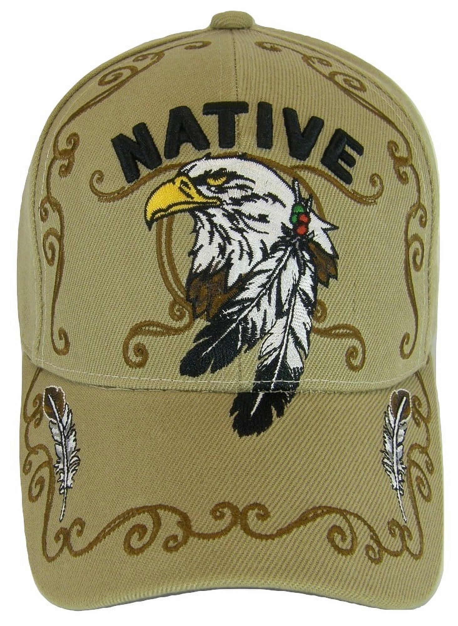 Native Pride Eagle Adjustable Baseball Cap with Feathers and Swirls ...