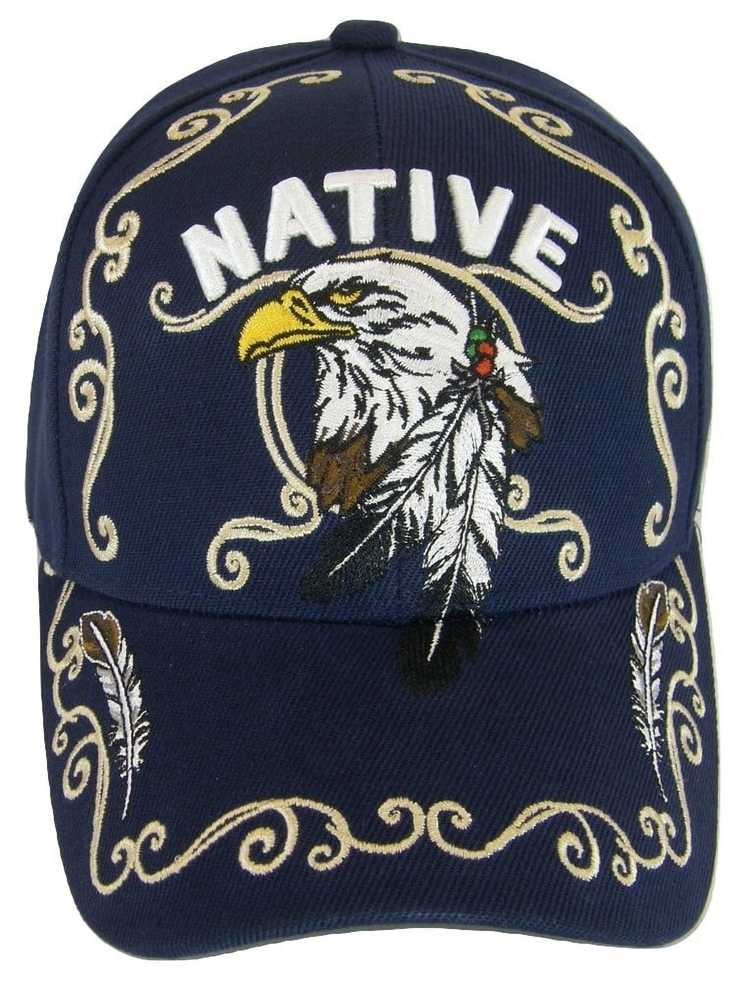 Native Pride Eagle Adjustable Baseball Cap with Feathers and Swirls ...