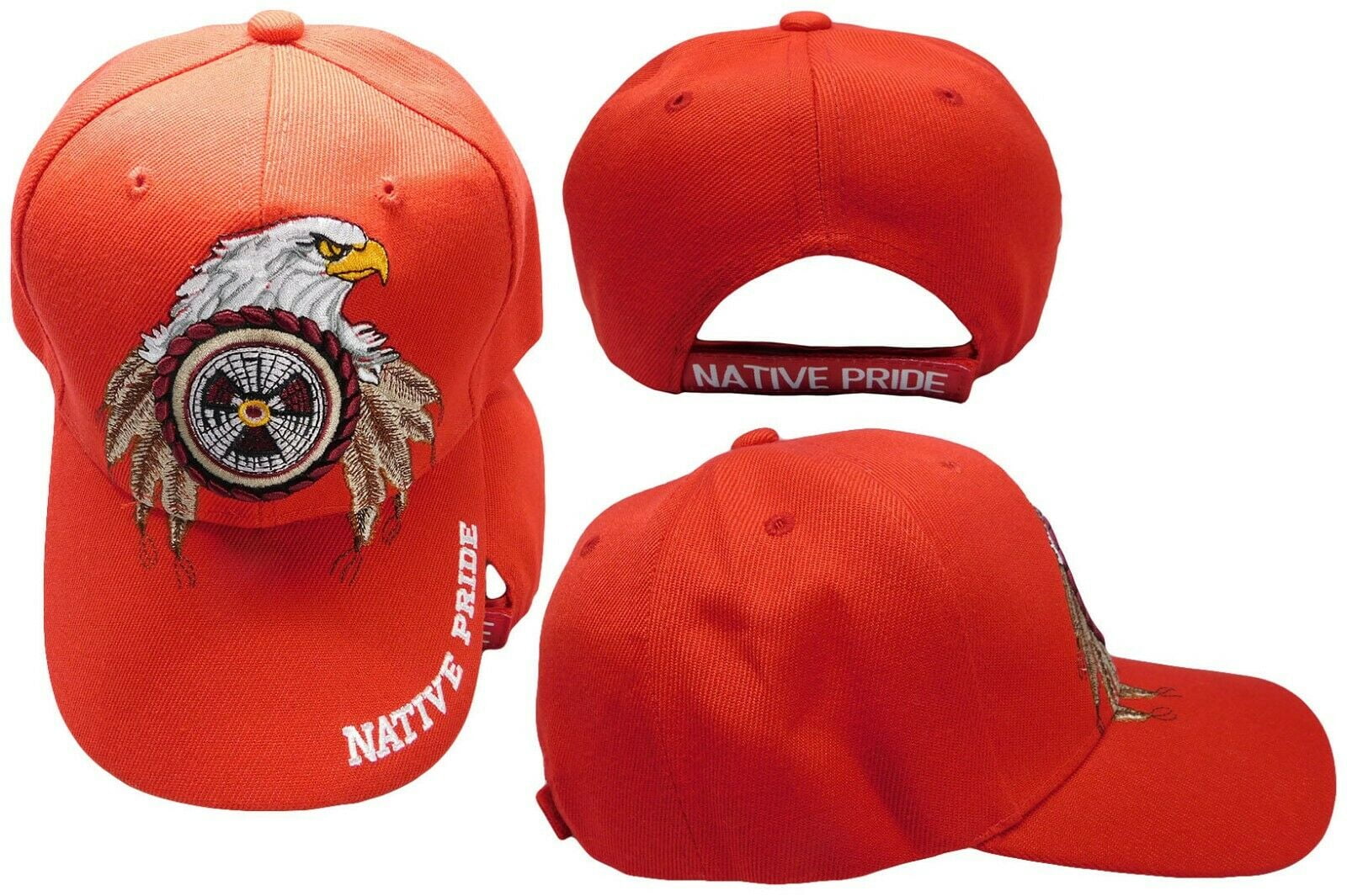 Native Pride INDIAN Bald Eagle Target Bullseye Red Embroidered Cap Hat ...