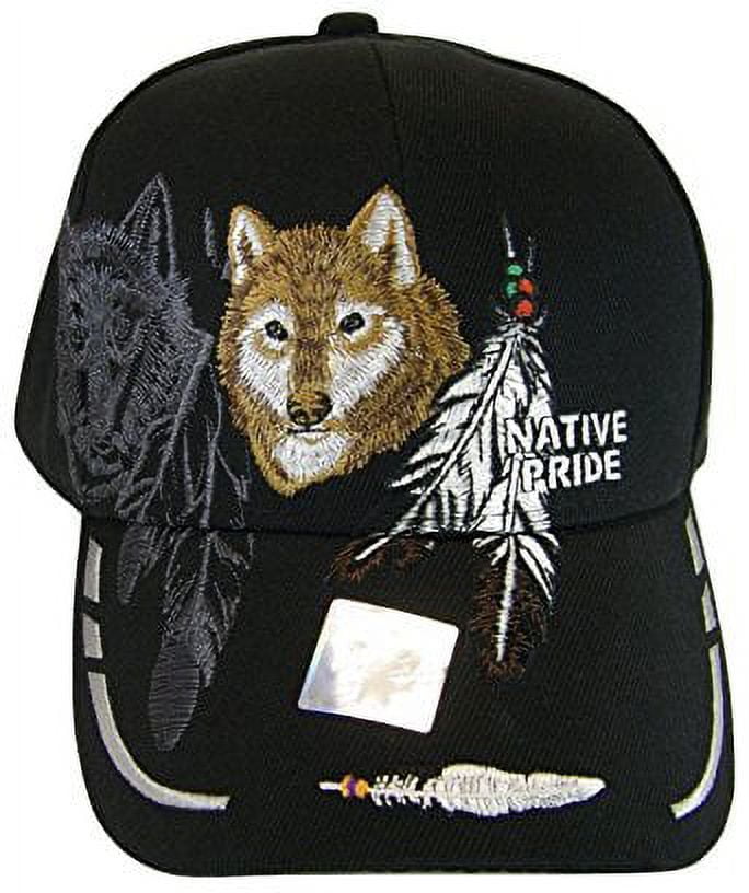 Native Pride Wolf & Feather Cap with Shadow Men's Adjustable Baseball ...