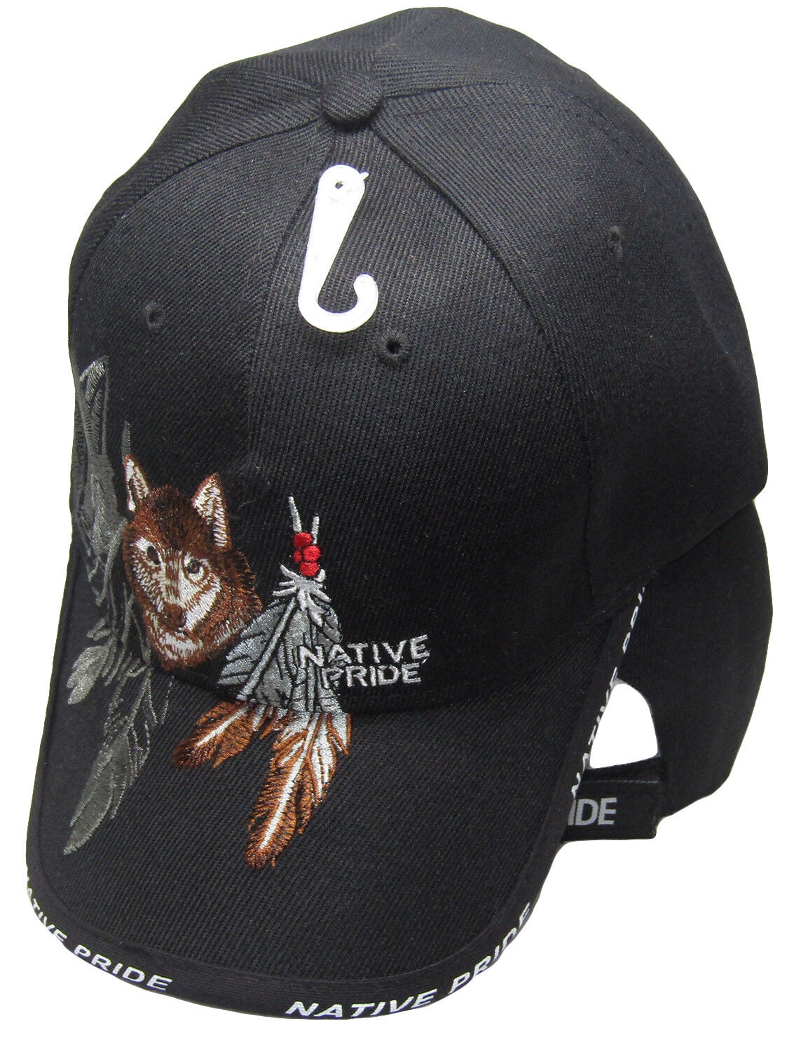 Native Pride Wolf Feather Shadow Black Embroidered Cap Hat CAP635 TOPW - Walmart.com