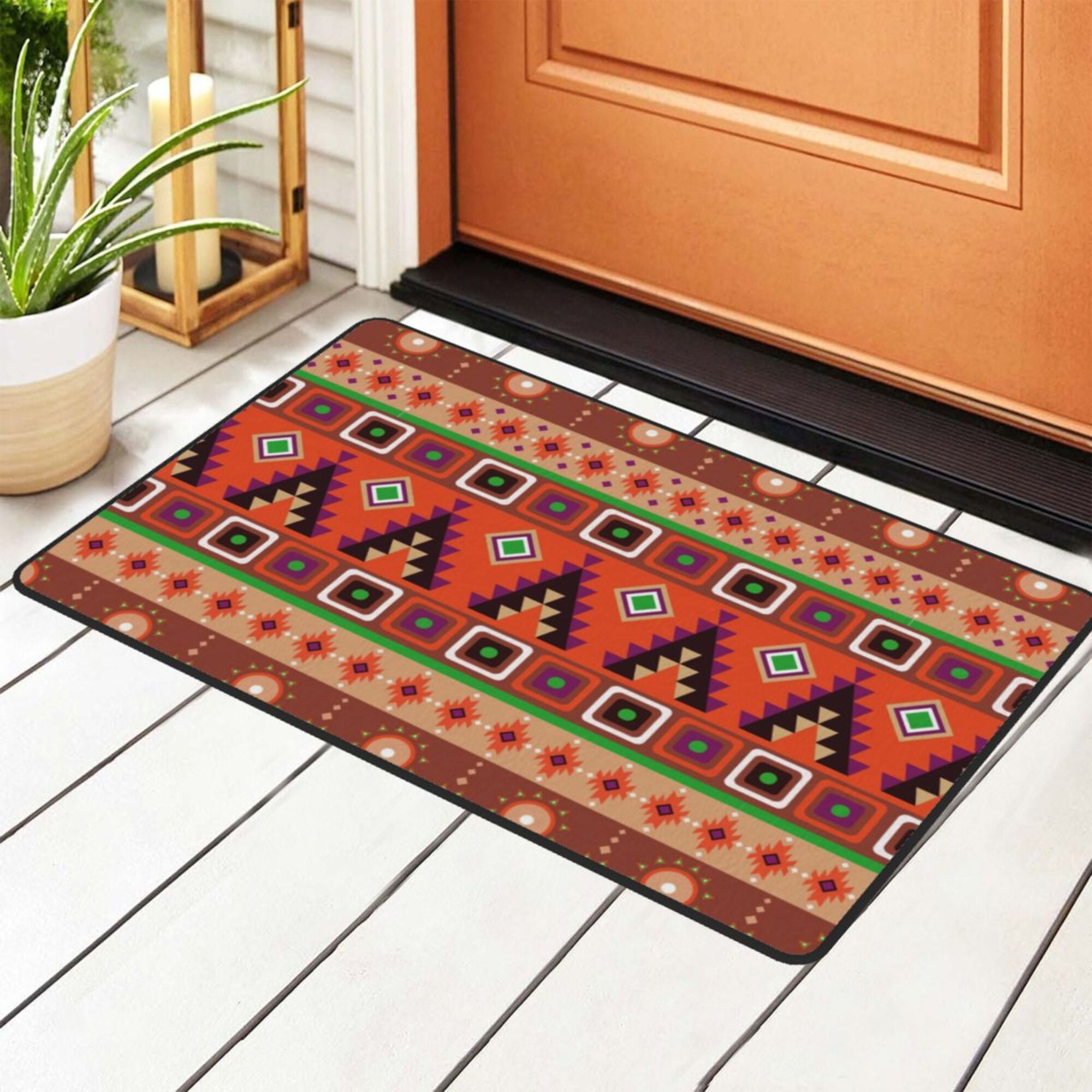 Native Southwestern Aztec Ethnic Rugs Doormat, Non-Slip Machine ...