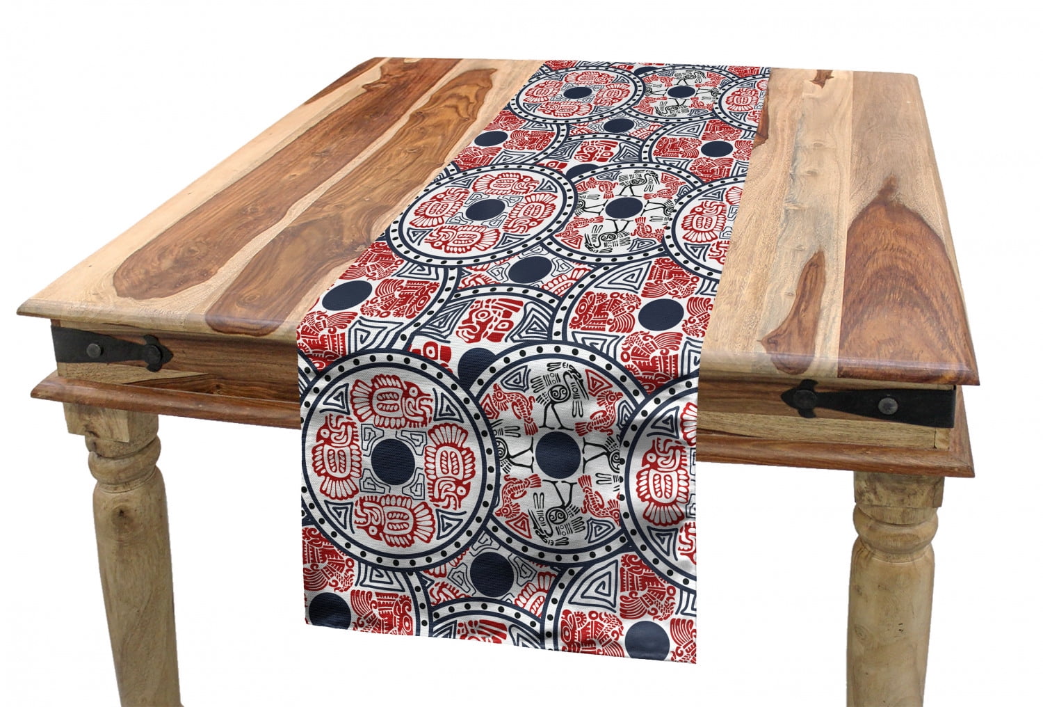 Native Table Runner, Indigenous Mayan Pattern with Animals and National ...