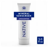 Native Unscented Mineral Sunscreen Lotion SPF 30, 5 oz, Broad Spectrum ...