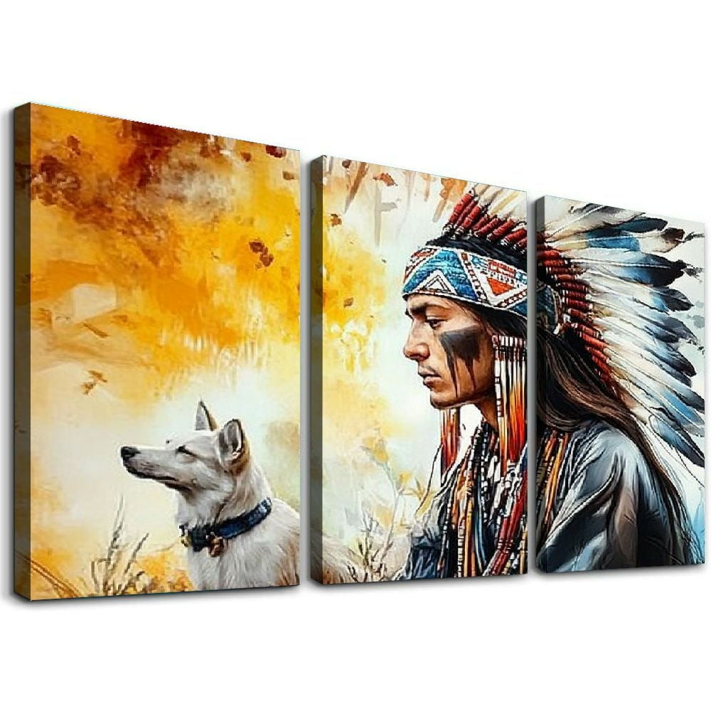 Native Wall Art, Indian Woman Canvas Wall Art, Ethnic Wall Art, Native ...