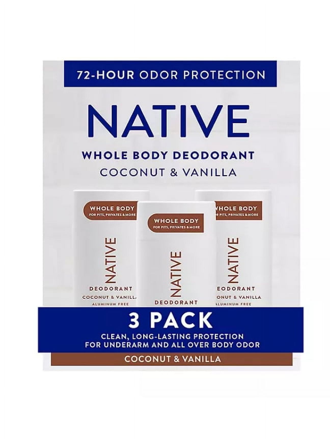 Native Whole Body Aluminum-Free Deodorant, Coconut & Vanilla, 2.3oz ...